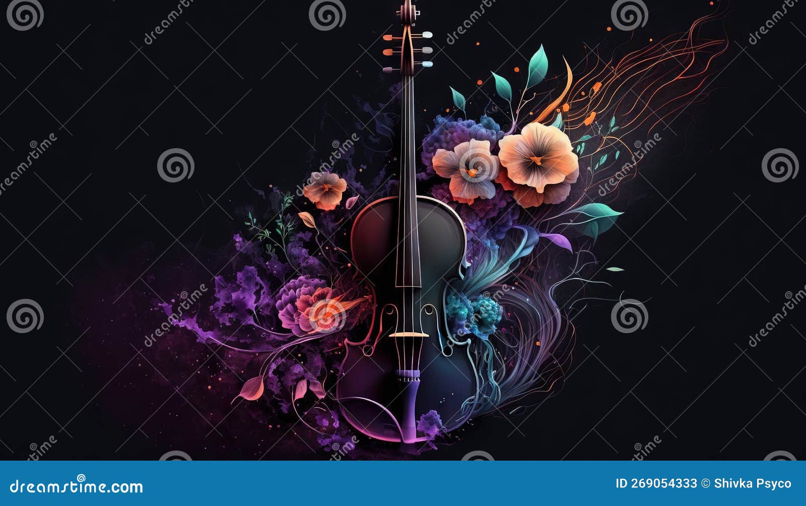Abstract Illustration Creative Violin Beautiful Generative AI Stock ...