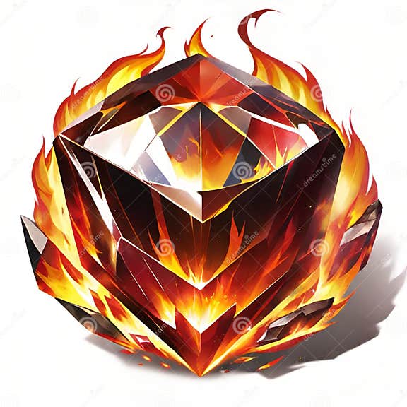 Abstract Illustration of Crystal Diamond with Fire Stock Illustration ...