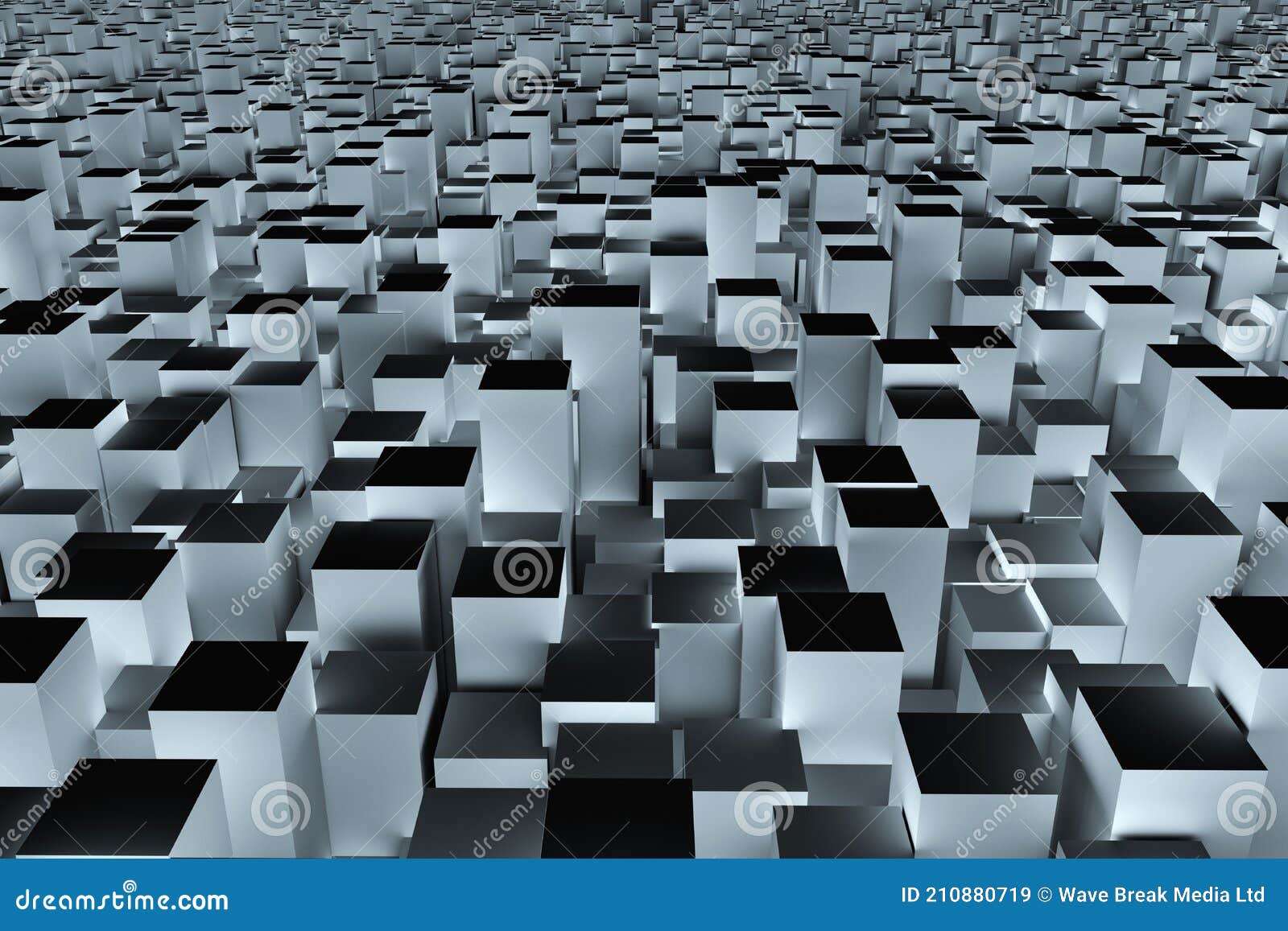 Abstract Illustration of 3d Grey Blocks Against Black Background Stock ...
