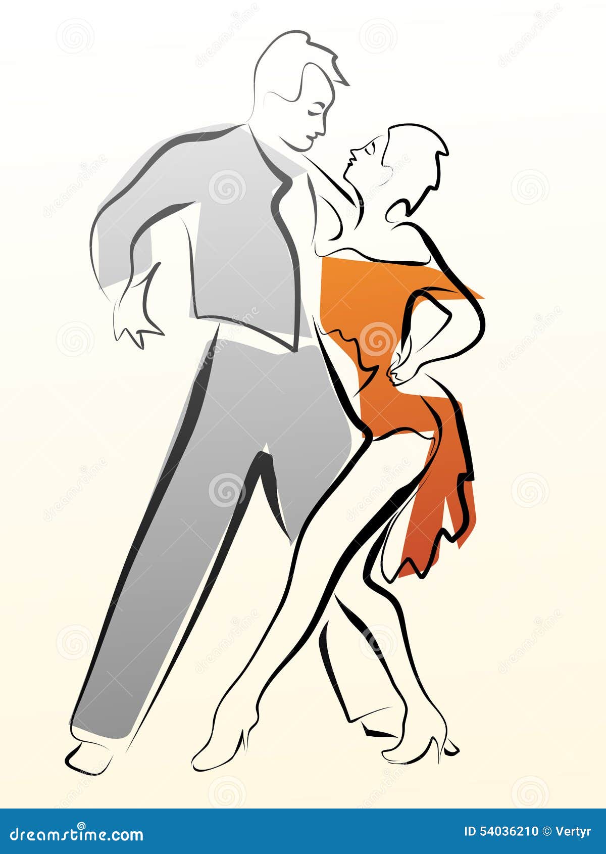Abstract Illustration of Dancing Couple Made in Line. Stock Vector ...
