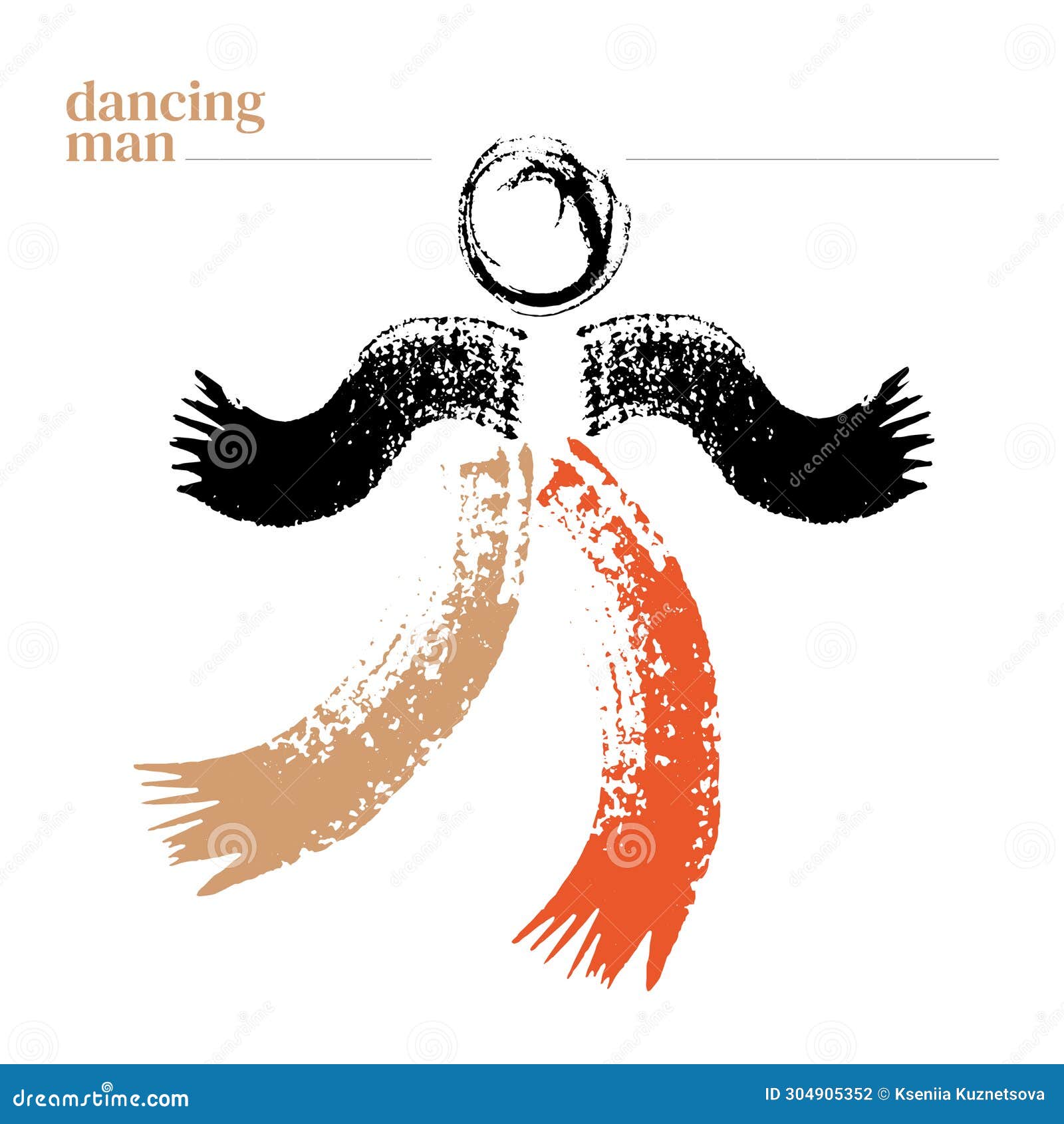 Abstract Illustration of a Dancing Man. Vector Drawing in Primitive ...