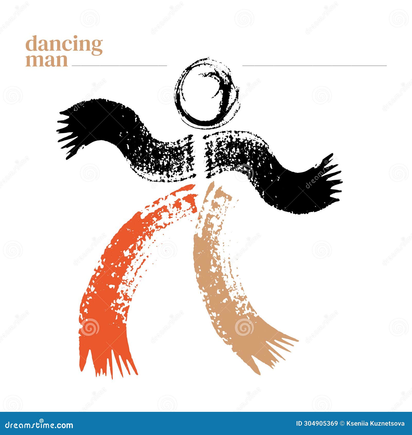 Abstract Illustration of a Dancing Man. Vector Drawing in Primitive ...