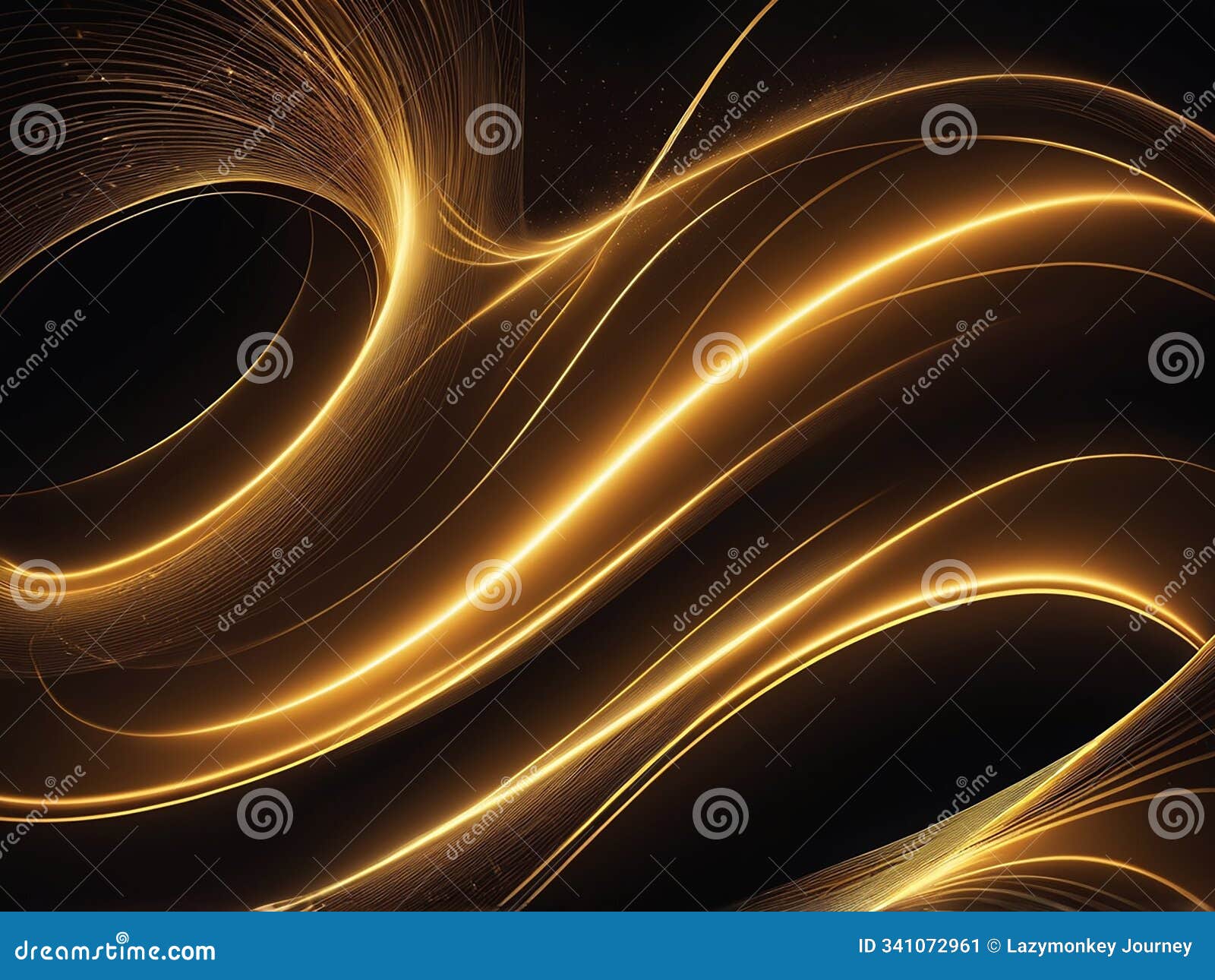 Abstract Illustration Dark Background with Blurred Magic Gold Neon ...