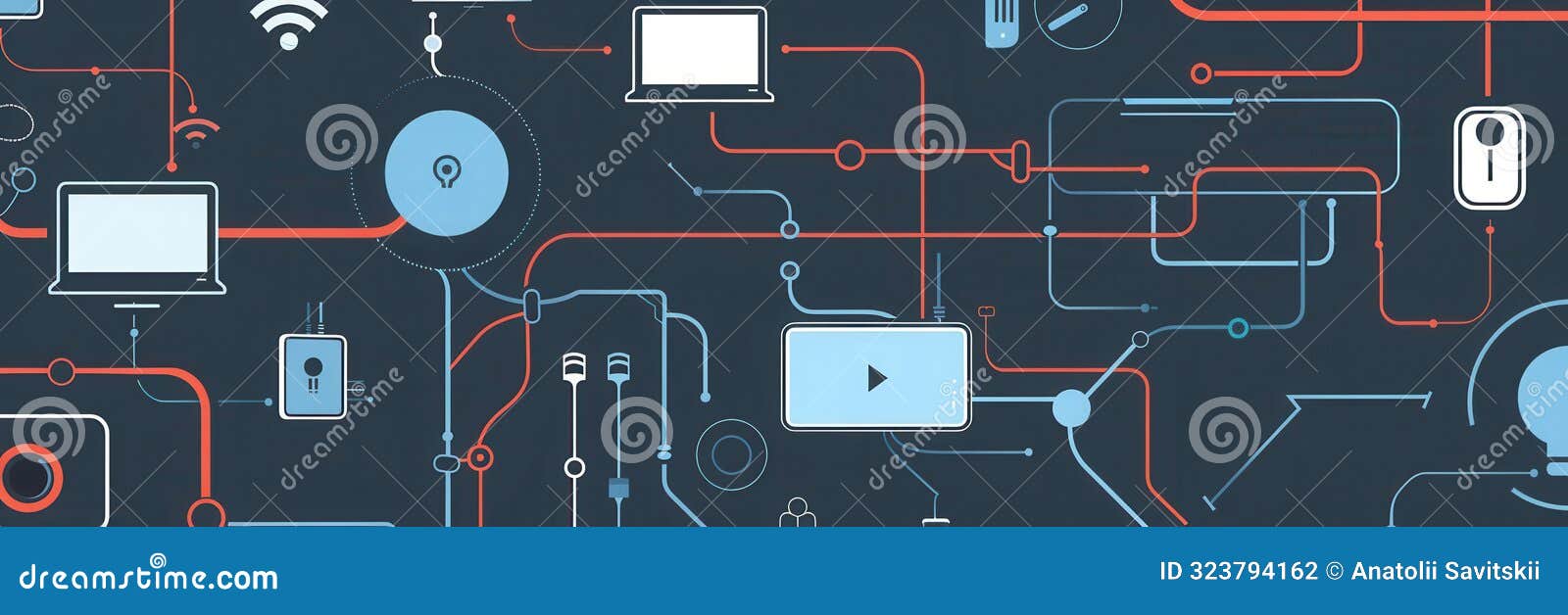 An Abstract Illustration Depicting Interconnected Network Devices ...