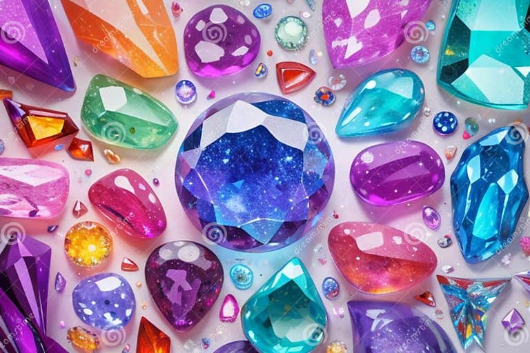 Abstract Illustration of Different Gems, AI Generation Stock ...