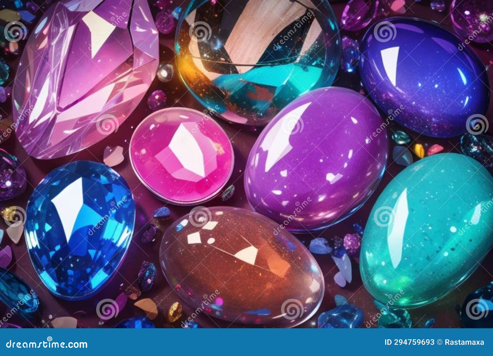 Abstract Illustration of Different Gems, AI Generation Stock ...