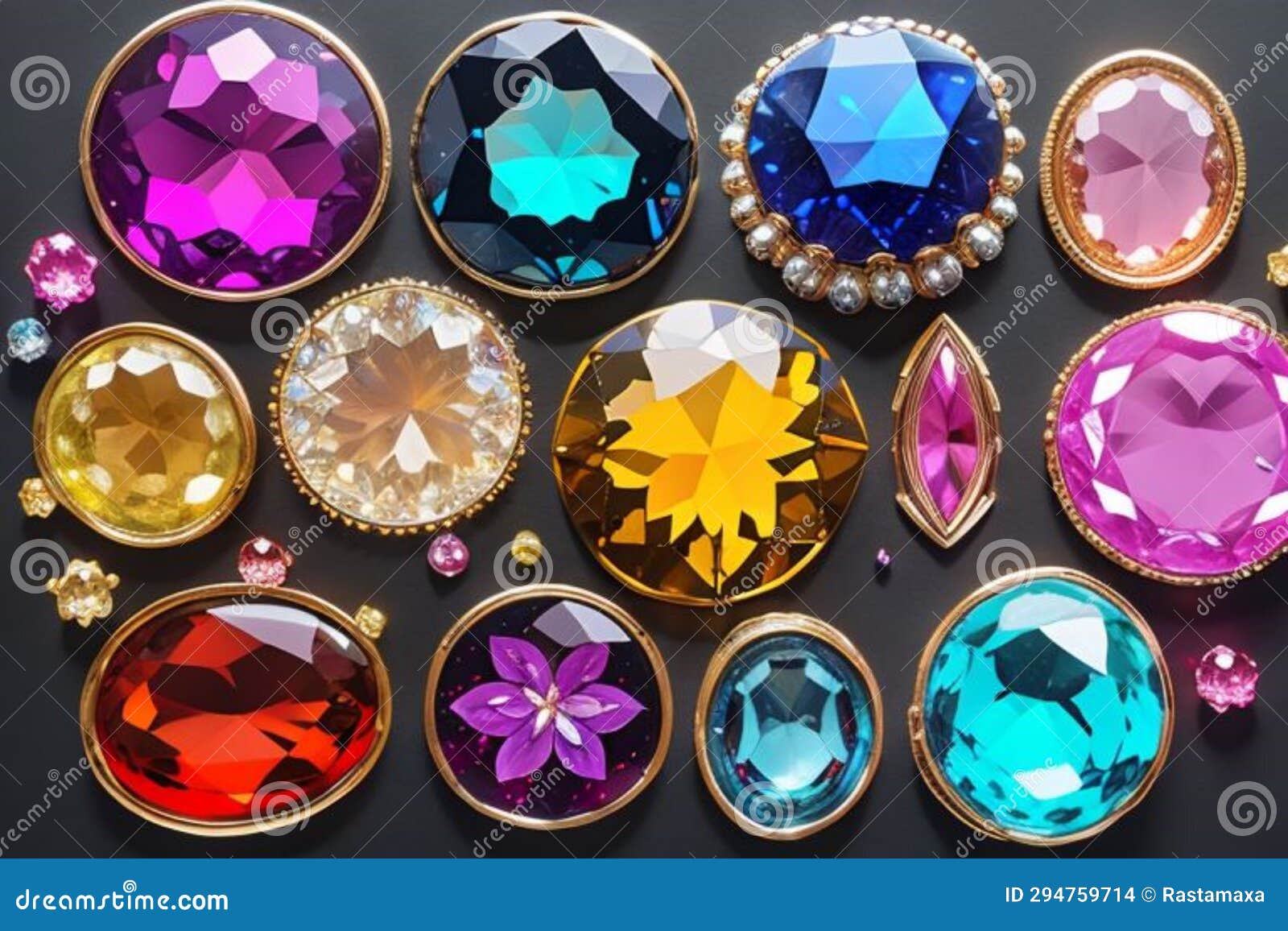 Abstract Illustration of Different Gems, AI Generation Stock ...