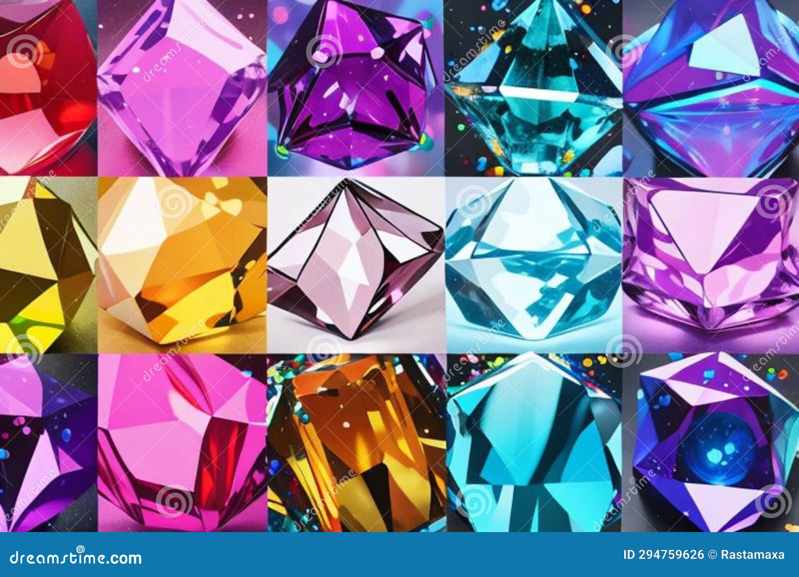 Abstract Illustration of Different Gems, AI Generation Stock ...
