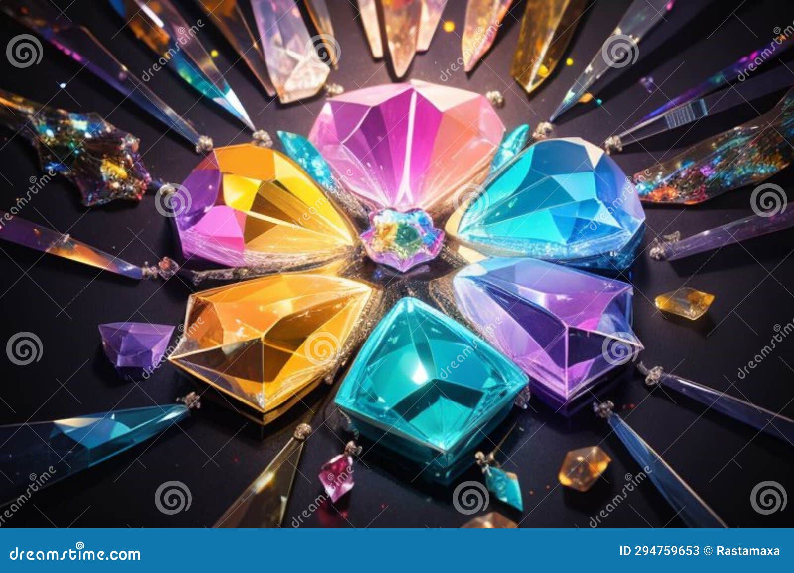 Abstract Illustration of Different Gems, AI Generation Stock ...