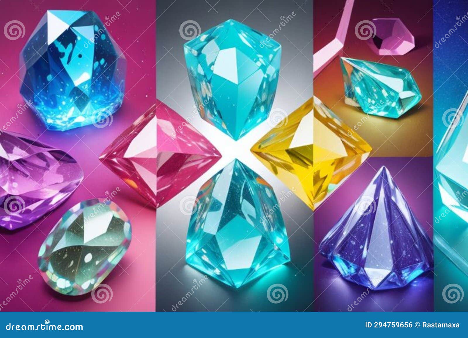 Abstract Illustration of Different Gems, AI Generation Stock ...