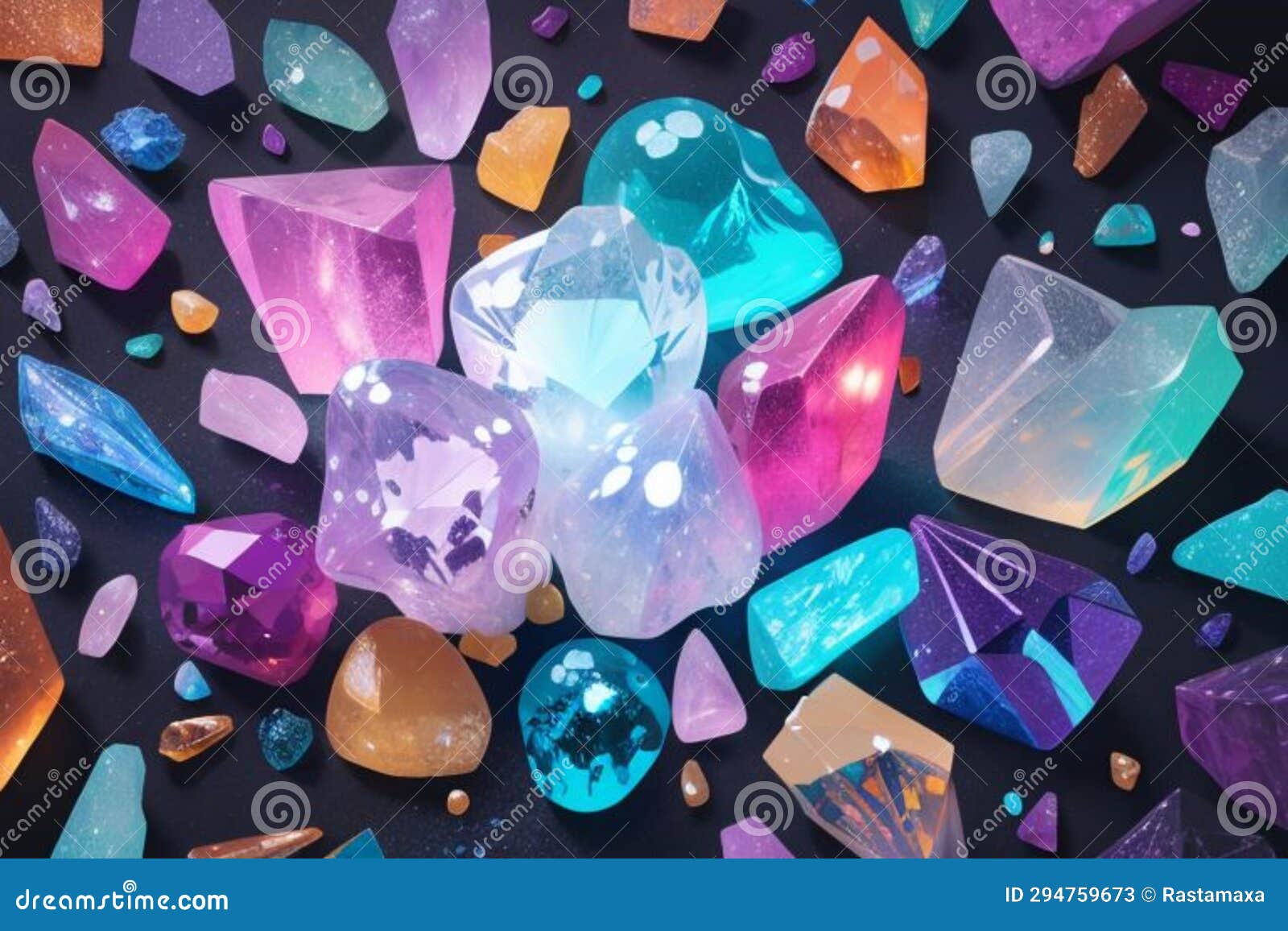 Abstract Illustration of Different Gems, AI Generation Stock ...