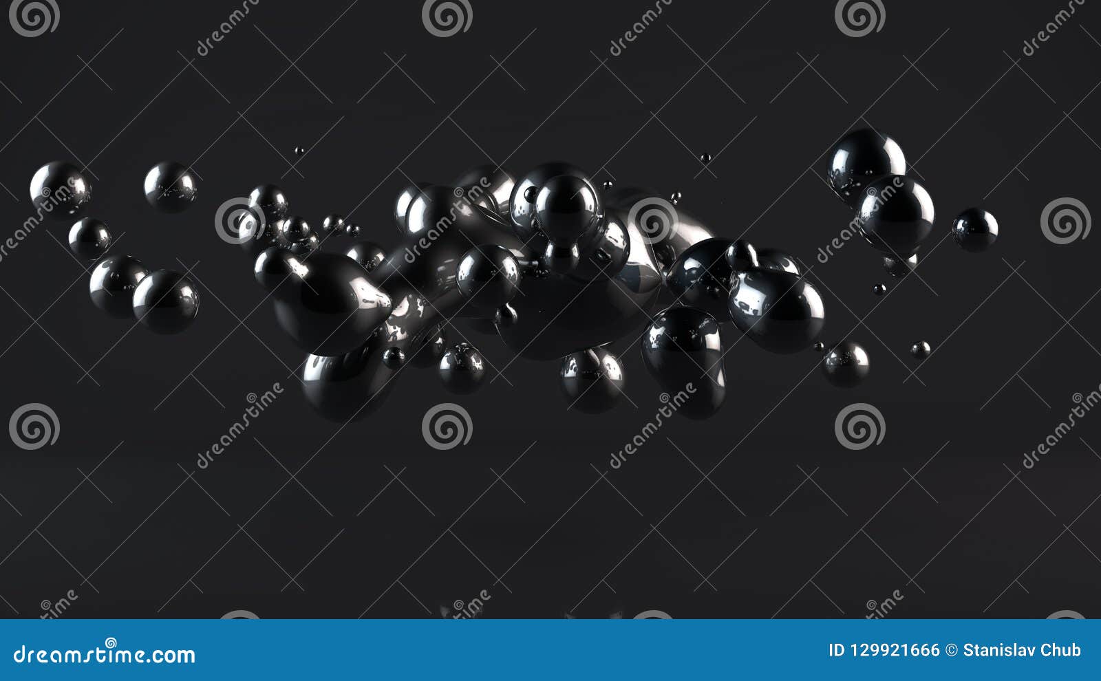 Abstract Illustration of Drops of Liquid Metal, Chromium, Mercury ...
