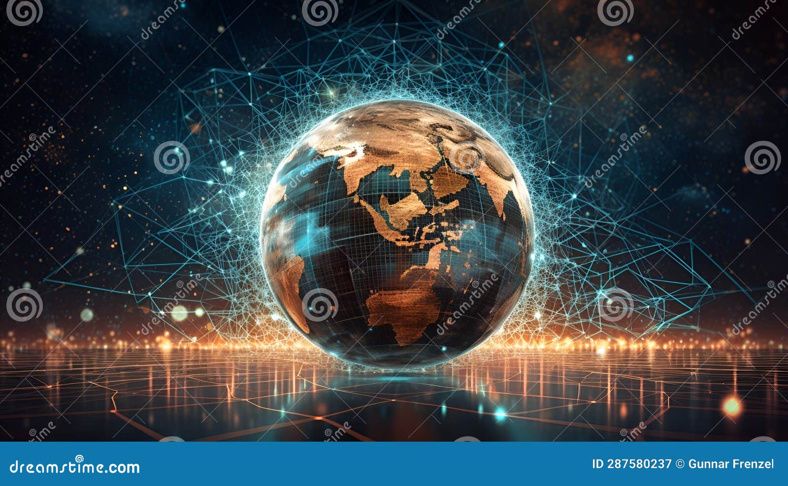 Interconnected World, Earth Globe Stock Illustration - Illustration of ...