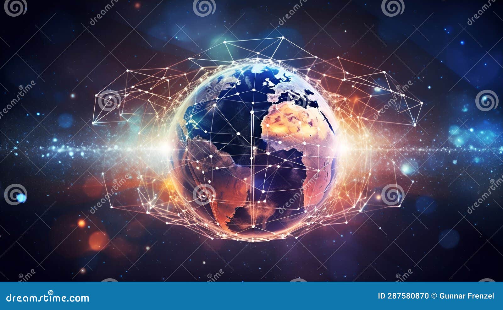 Interconnected World, Earth Globe Stock Illustration - Illustration of ...