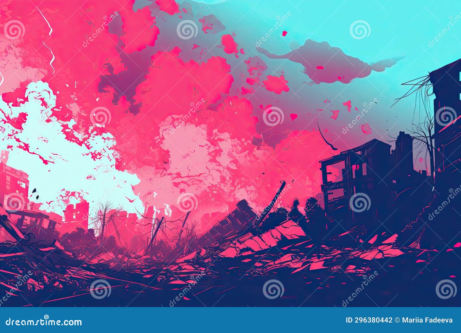 Abstract Illustration of Environmental Pollution, Disaster and ...