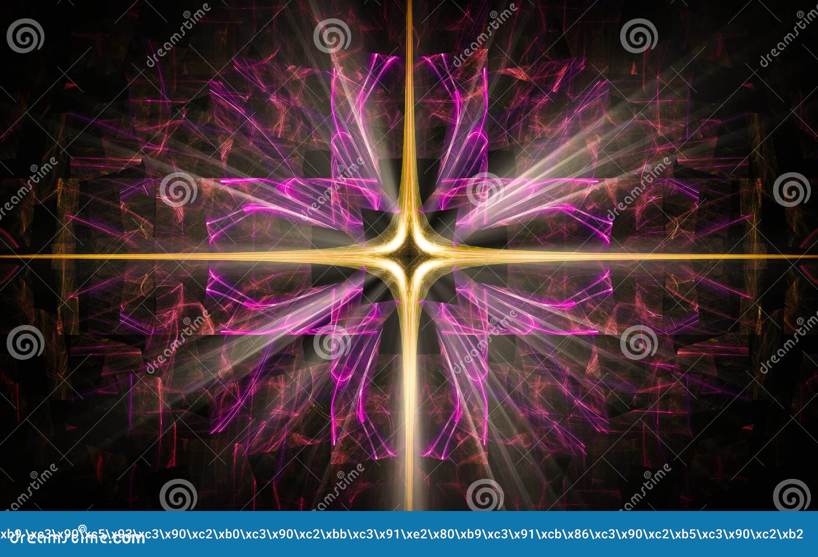 Abstract Illustration of a Fantastic Star with Many Rays on a Black ...