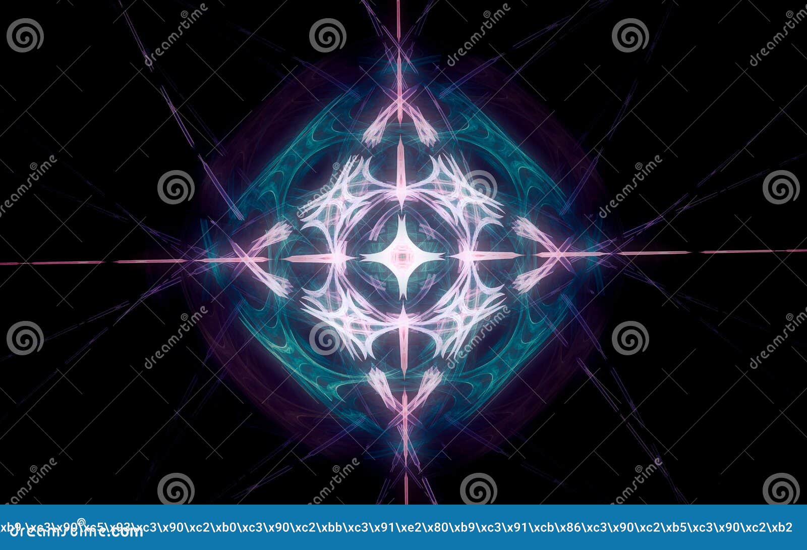 Abstract Illustration of a Fantastic Star with Many Rays on a Black ...