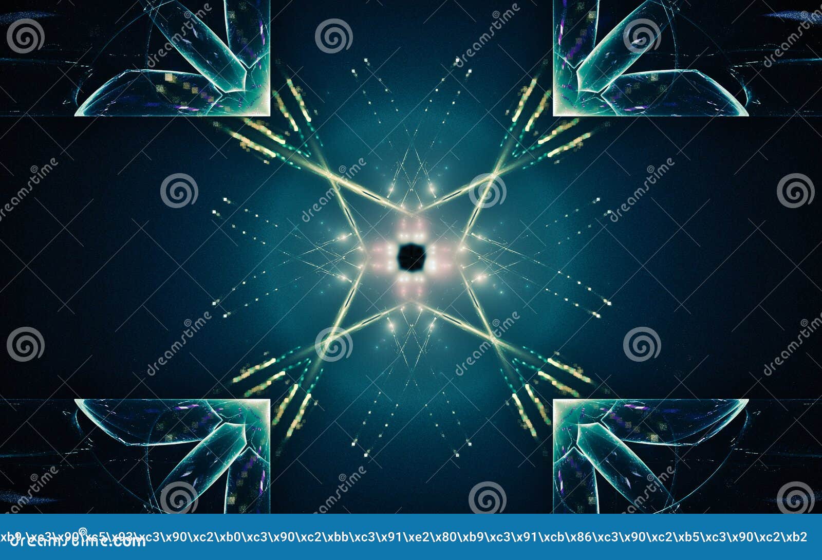 Abstract Illustration of a Fantastic Star with Many Rays on a Black ...