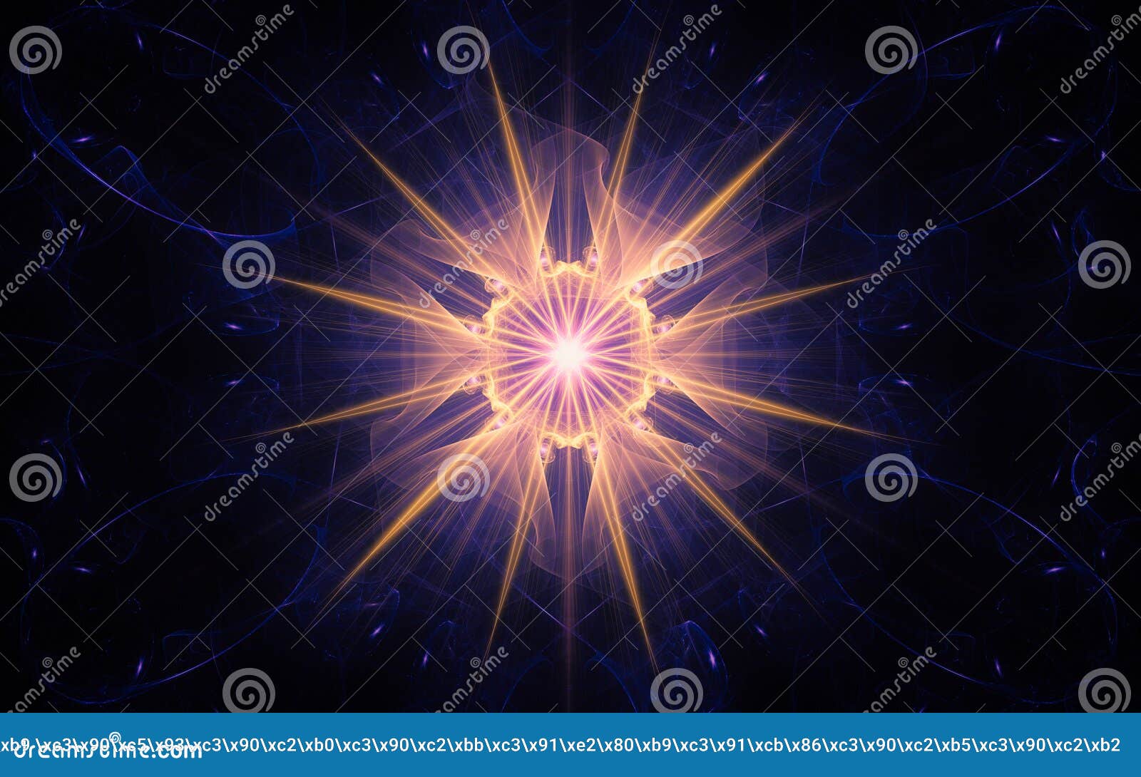 Abstract Illustration of a Fantastic Star with Many Rays on a Black ...
