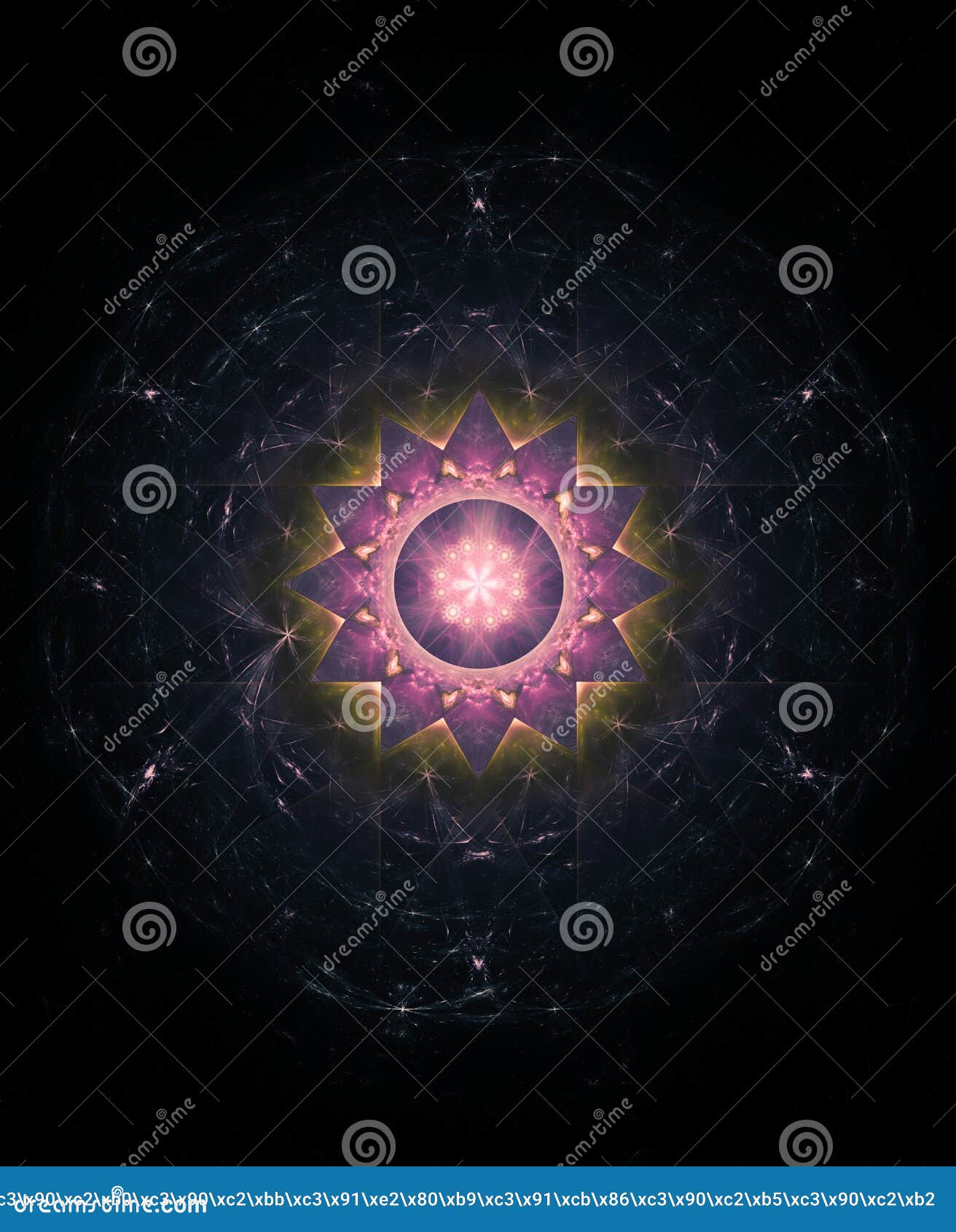 Abstract Illustration of a Fantastic Star with Many Rays on a Black ...