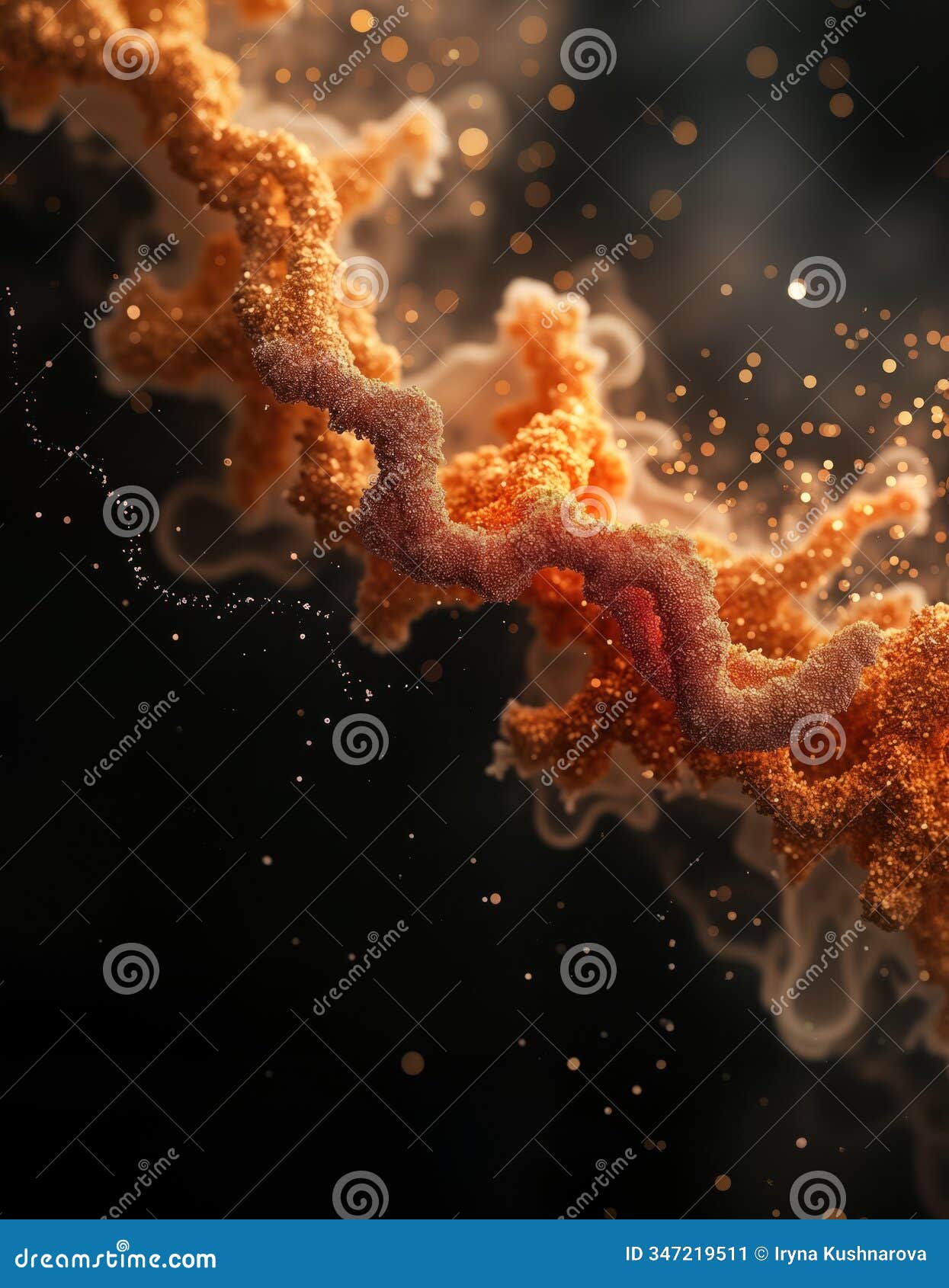 Abstract Illustration Features Swirling Golden, Brown Particles ...