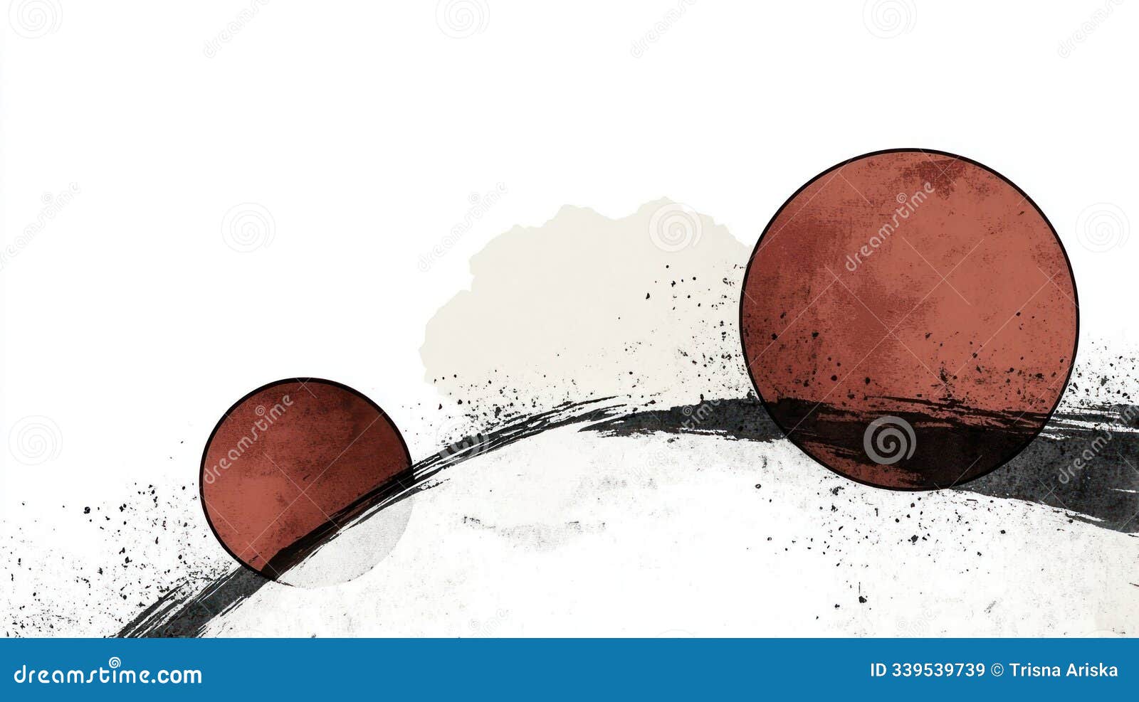 Abstract Illustration Featuring Two Red Circles and a Textured Black ...