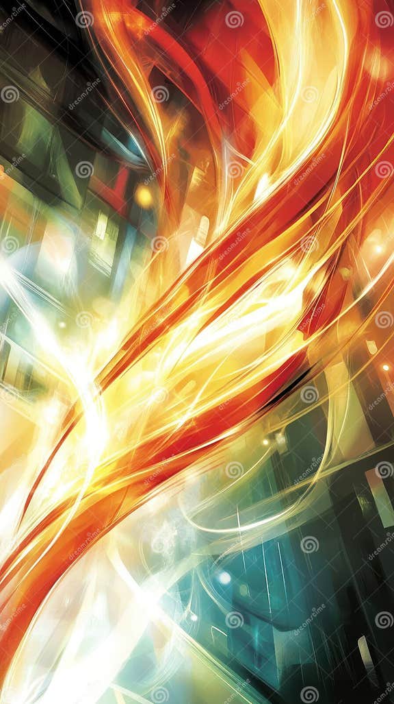 Abstract Illustration Featuring Vibrant Colors and Dynamic Light ...