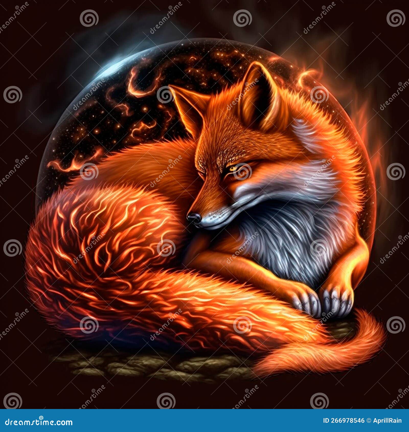 Abstract Illustration of a Fiery Fox Stock Illustration - Illustration ...