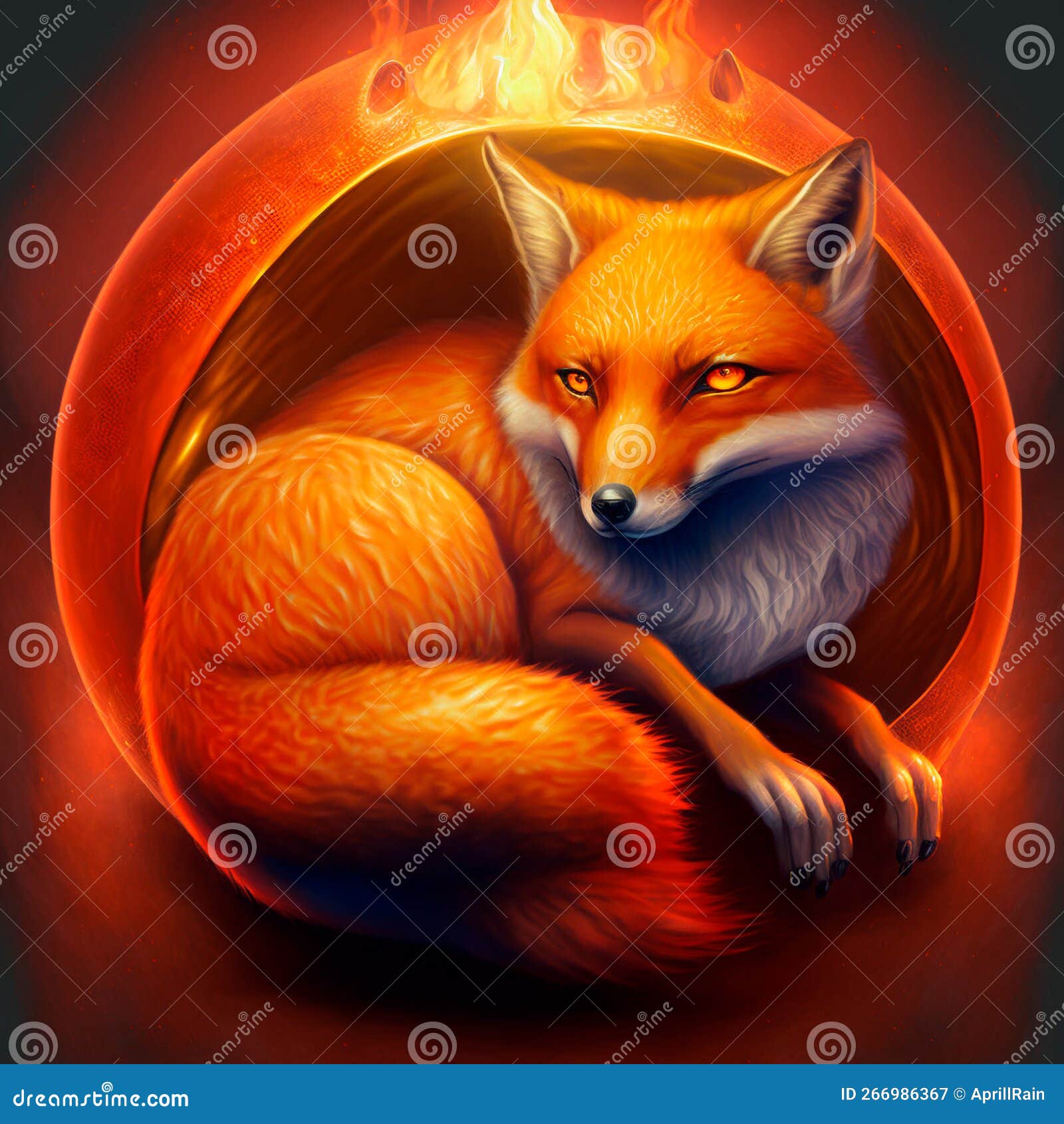 Abstract Illustration of a Fiery Fox Stock Illustration - Illustration ...