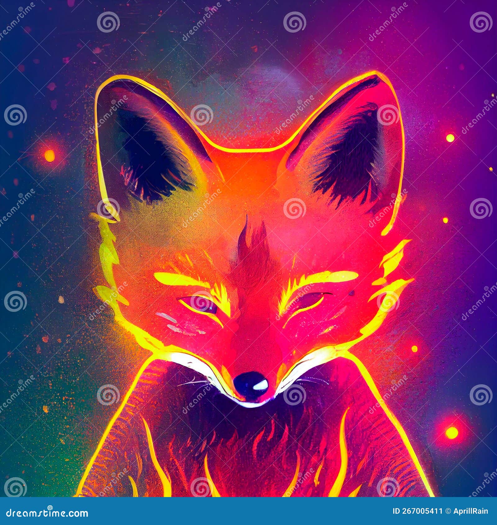 Abstract Illustration of a Fiery Fox Stock Illustration - Illustration ...