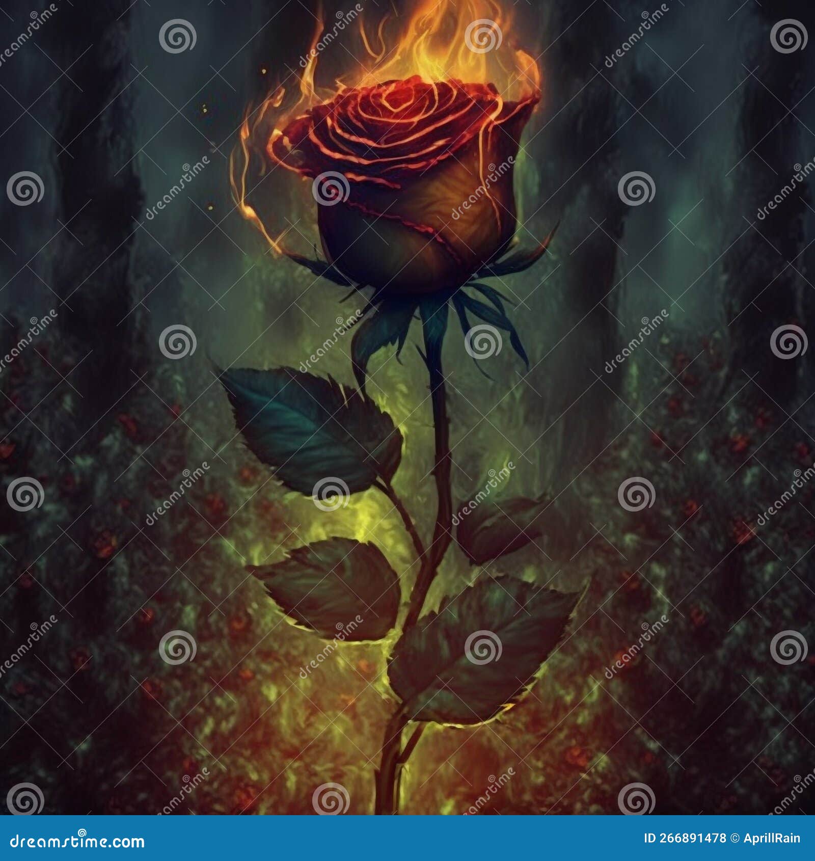 Abstract Illustration of a Flaming Rose Stock Illustration ...