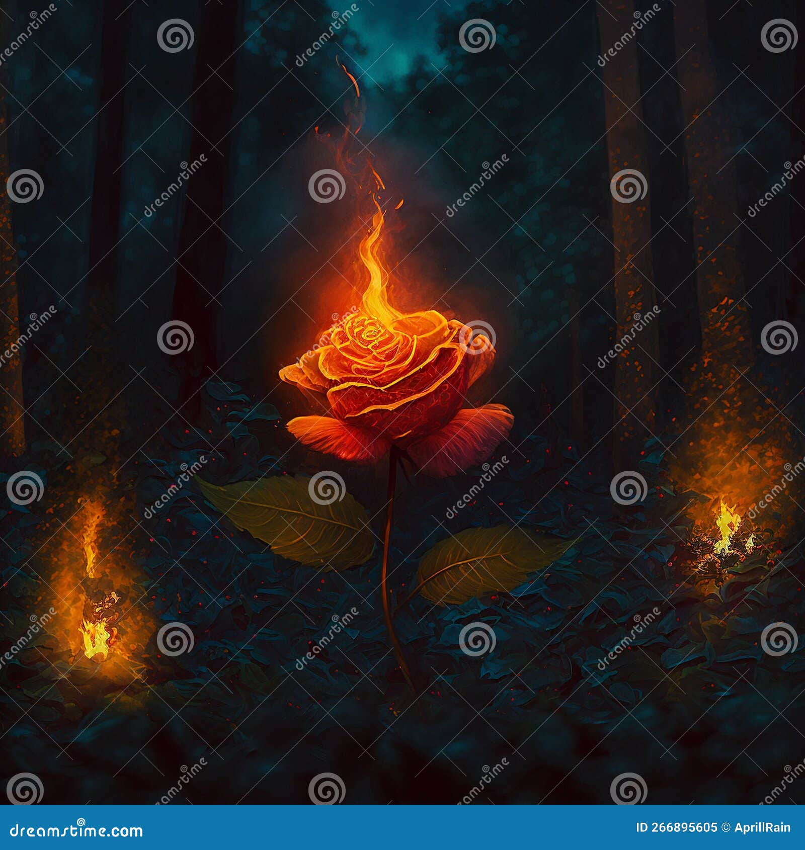 Abstract Illustration of a Flaming Rose Stock Illustration ...