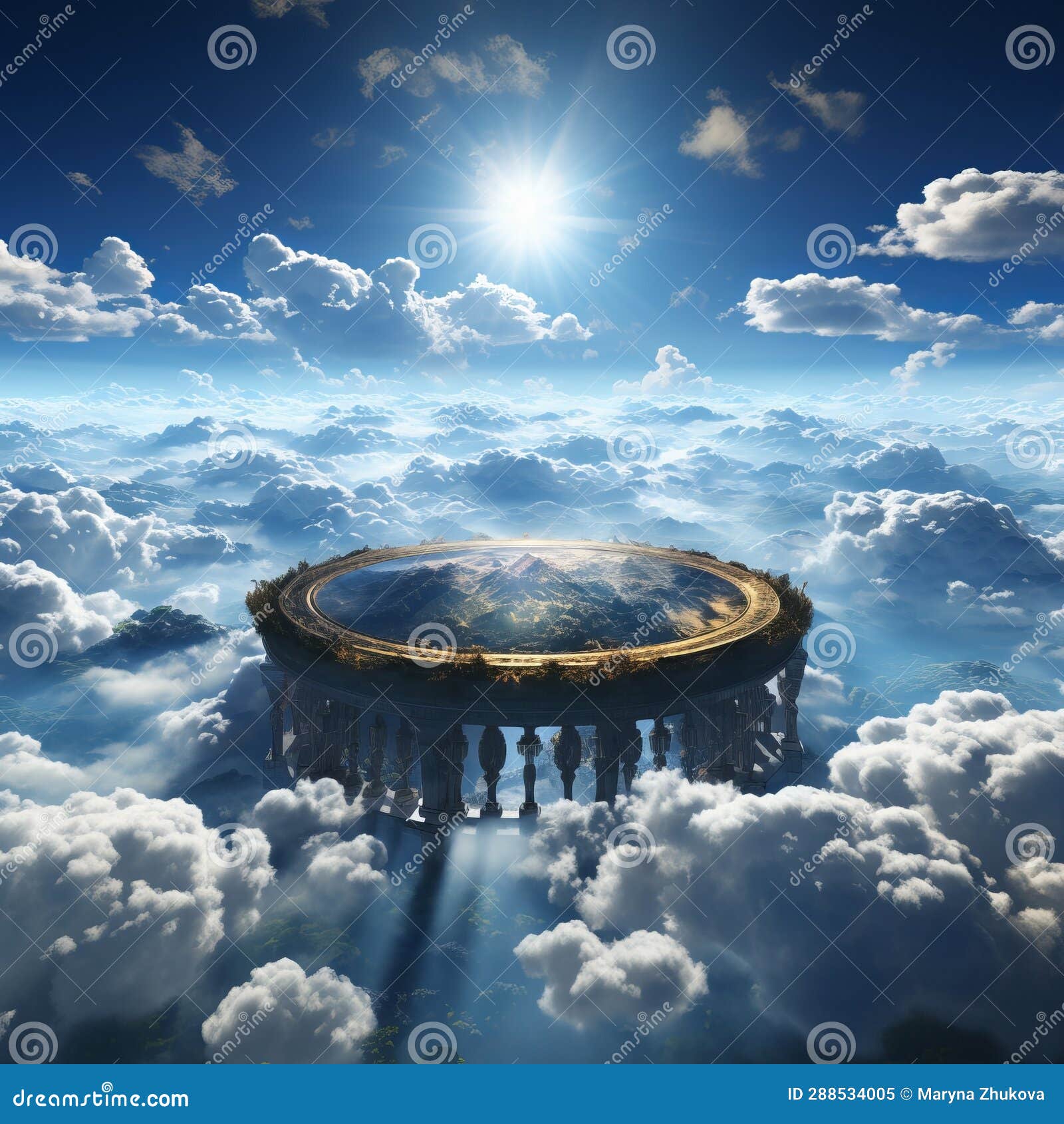 Abstract Illustration of a Flat Earth Under a Dome. Stock Image - Image ...