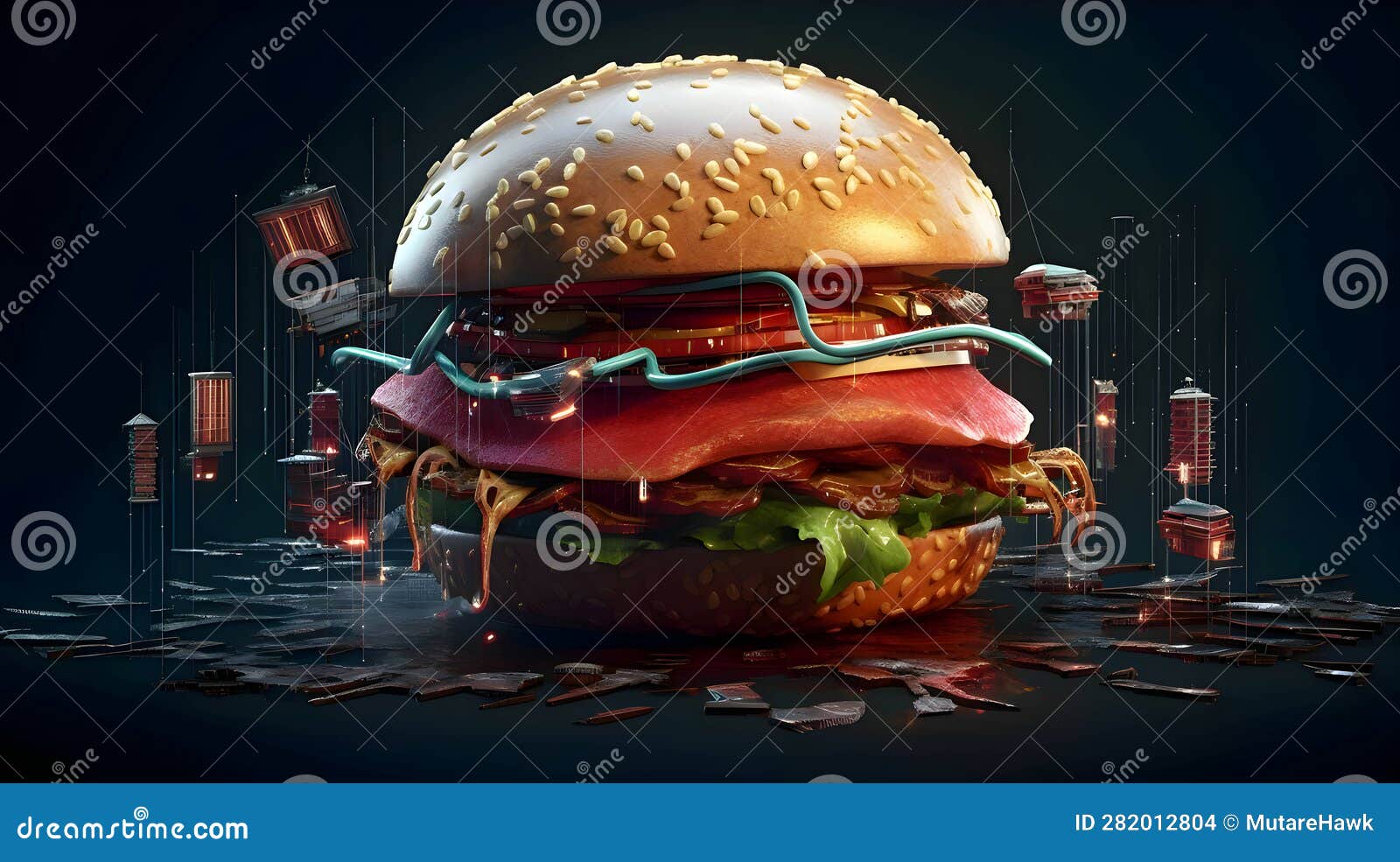 Abstract Illustration - Futuristic Vision of Hamburger Stock ...