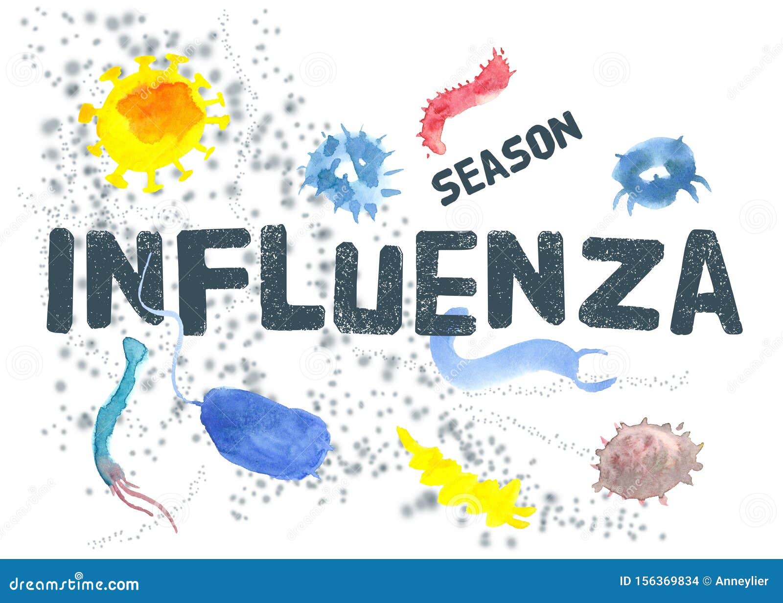 Abstract Illustration of Germs and Bacteria Flying Around Stock ...