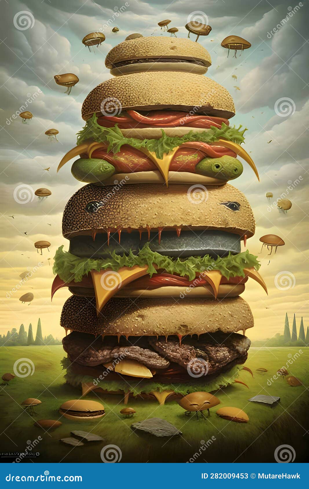 Abstract Illustration - a Giant Hamburger Stock Illustration ...