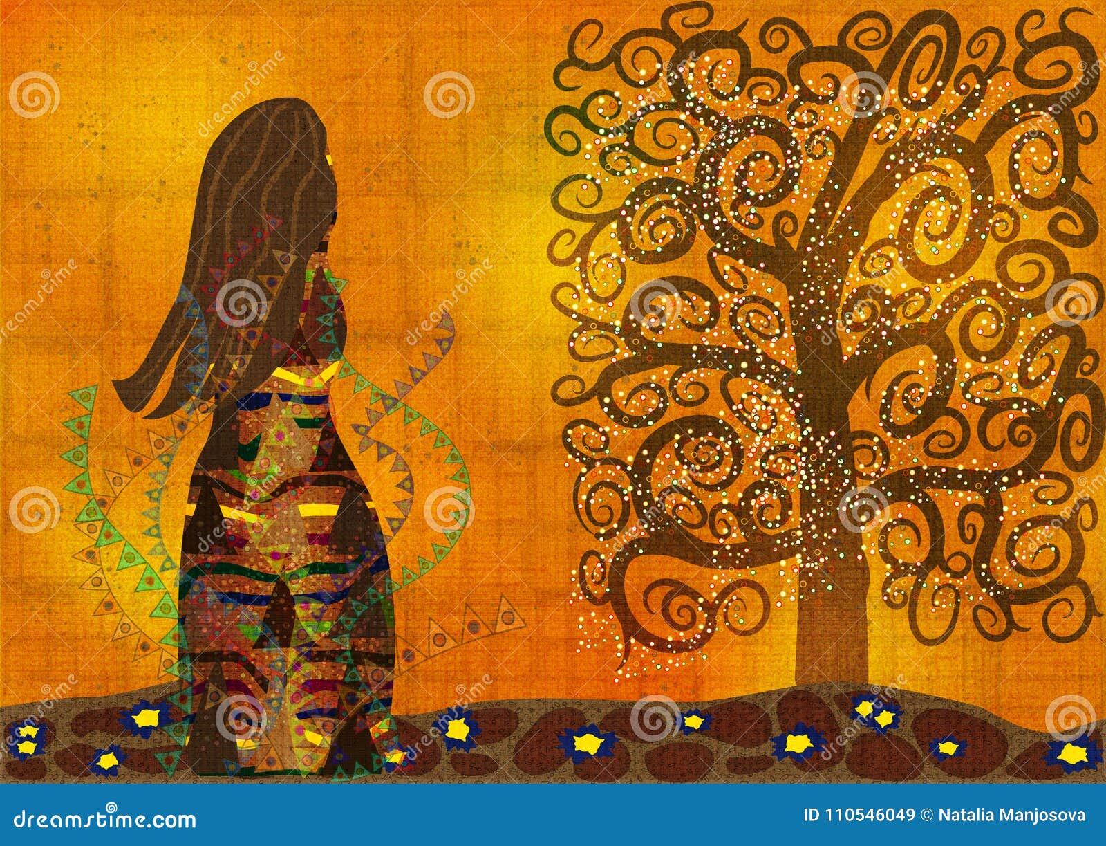 Abstract Illustration Girl and Tree Stock Vector - Illustration of icon ...