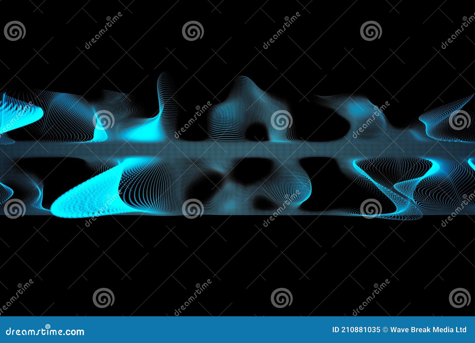 Abstract Illustration of Glowing Blue Digital Mesh Wave Against Black ...