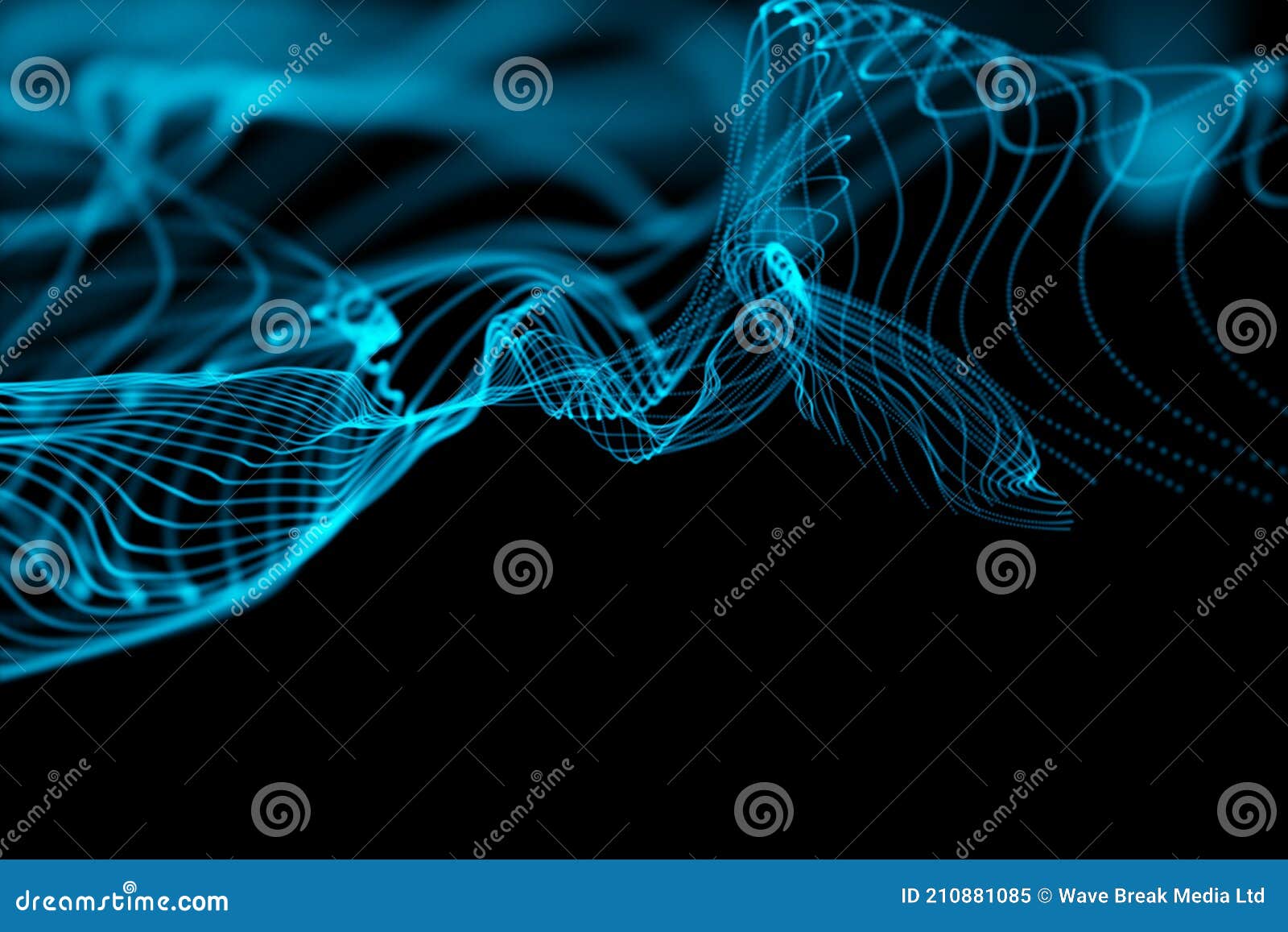 Abstract Illustration of Glowing Blue Digital Wave Against Black ...