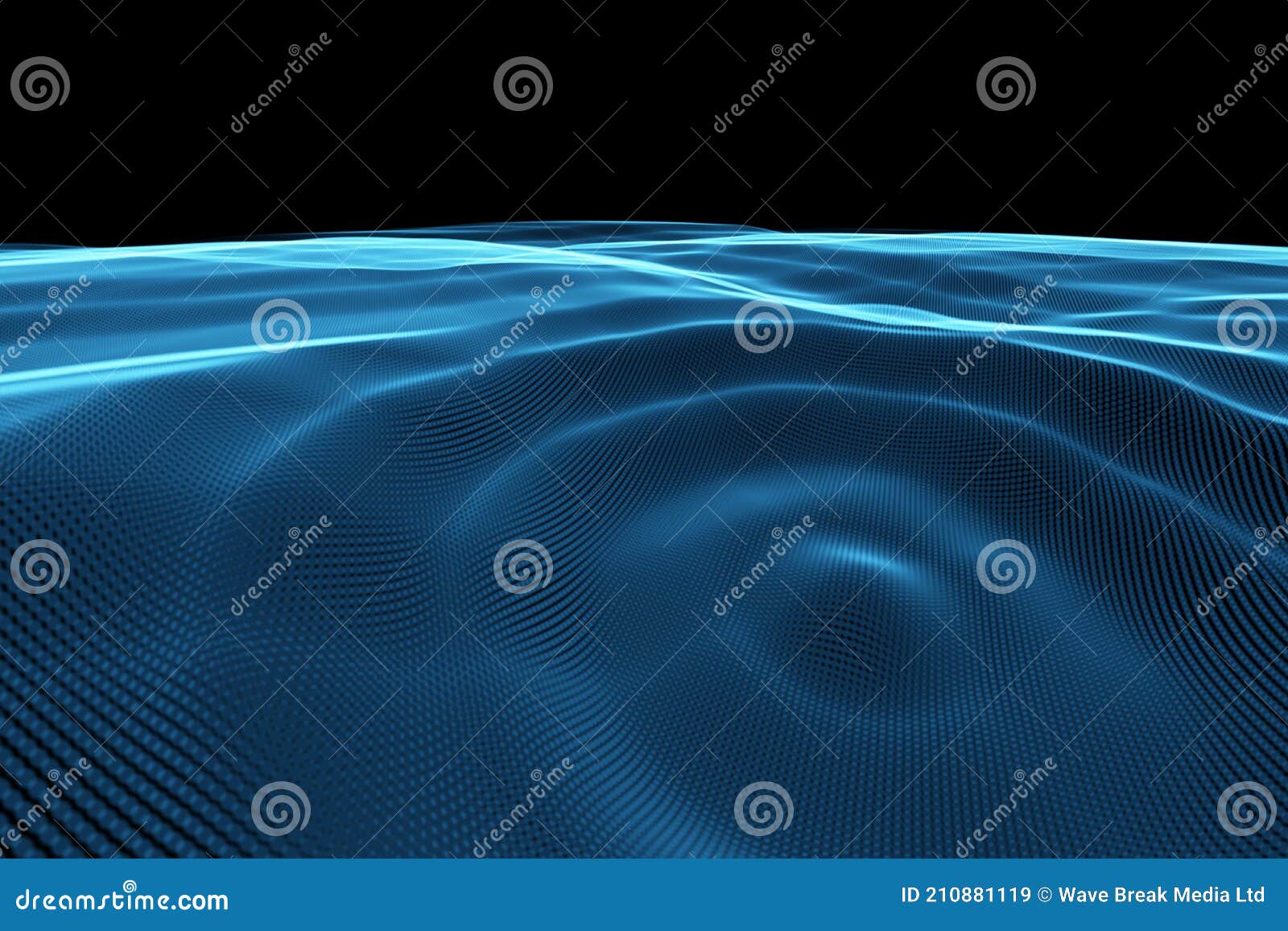Abstract Illustration of Glowing Blue Digital Wave Against Black ...