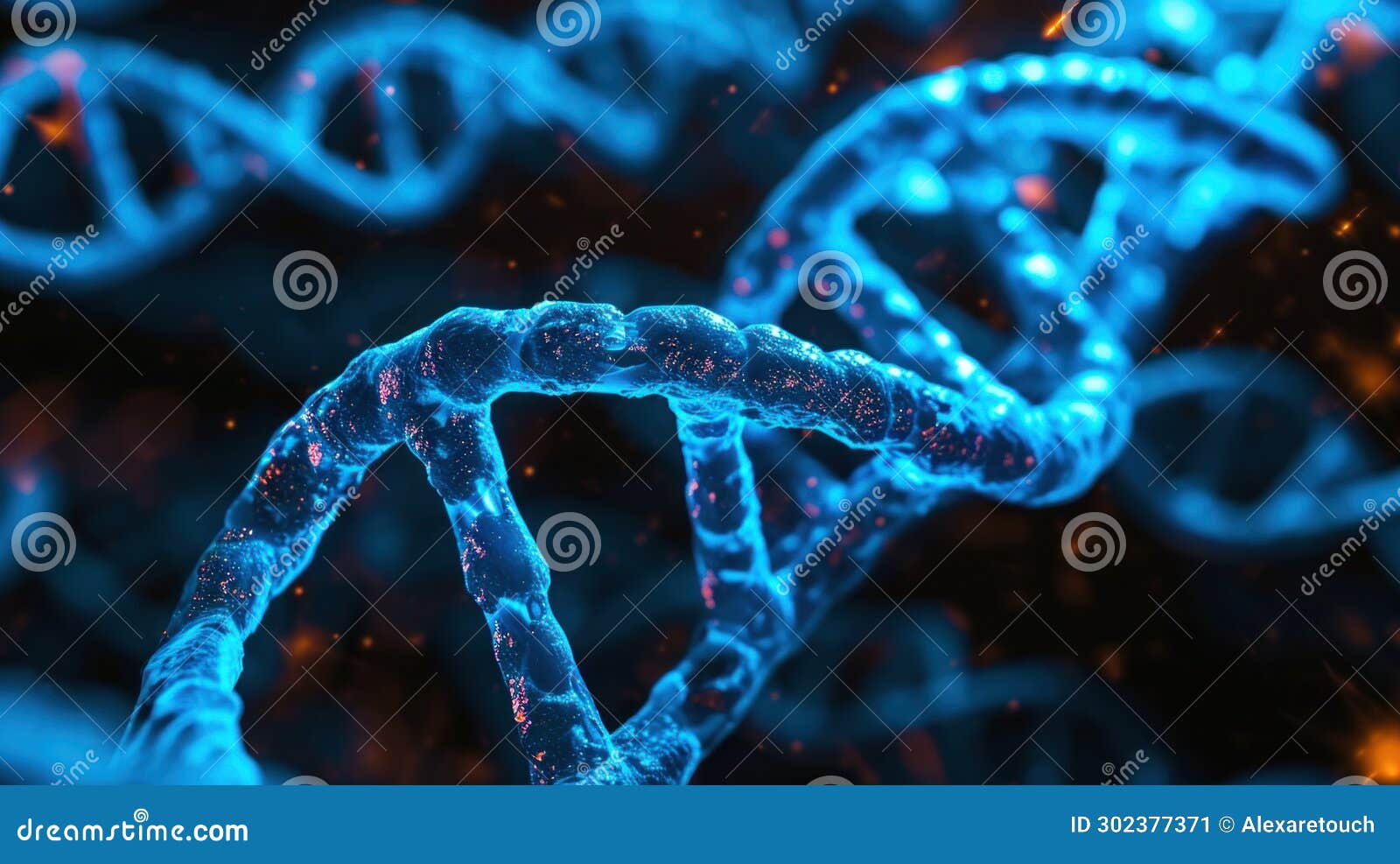 Abstract Illustration of Glowing DNA Structure on a Dark Background ...