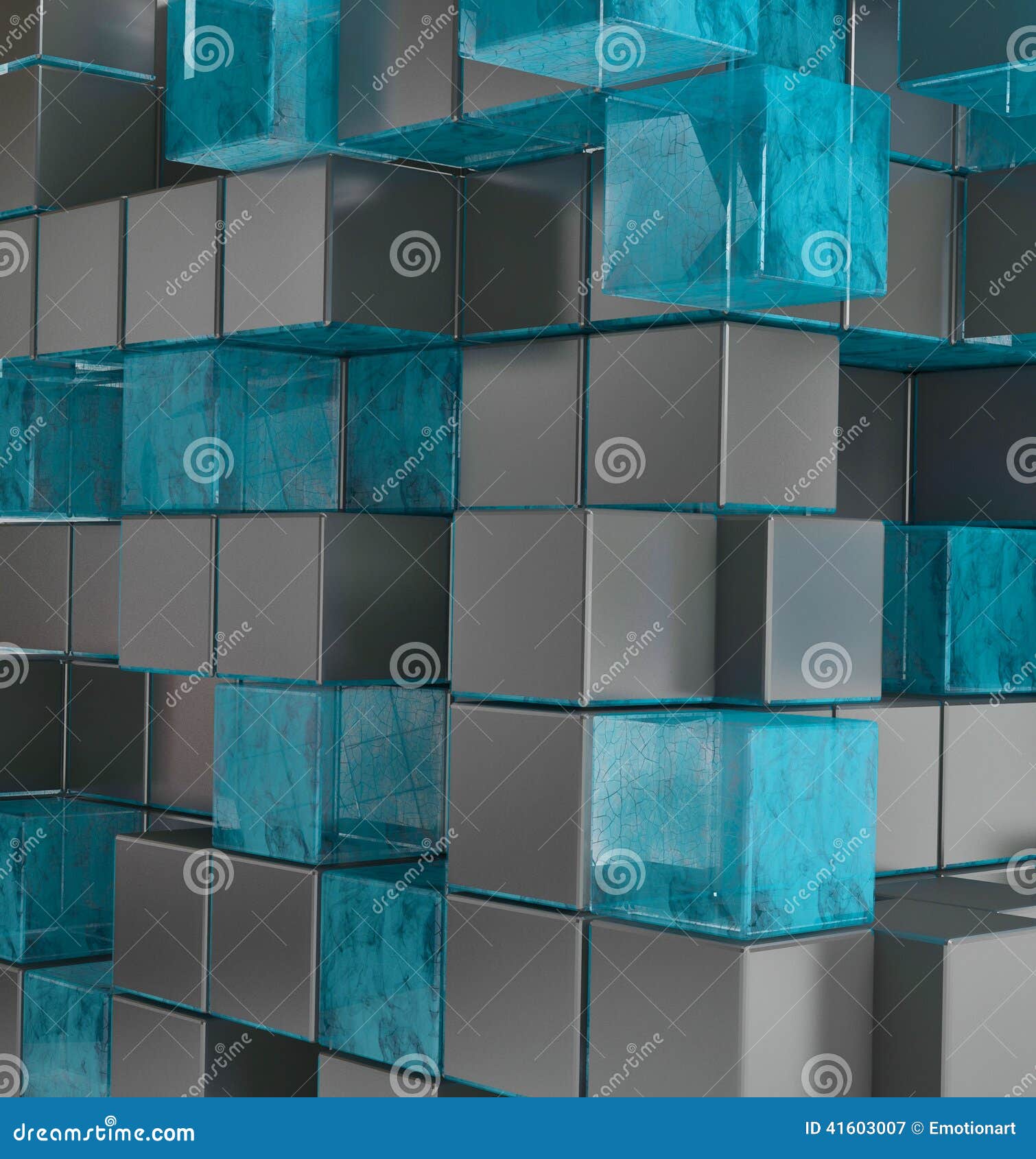 Abstract Illustration of Gray and Turquoise Cubes Stock Illustration ...