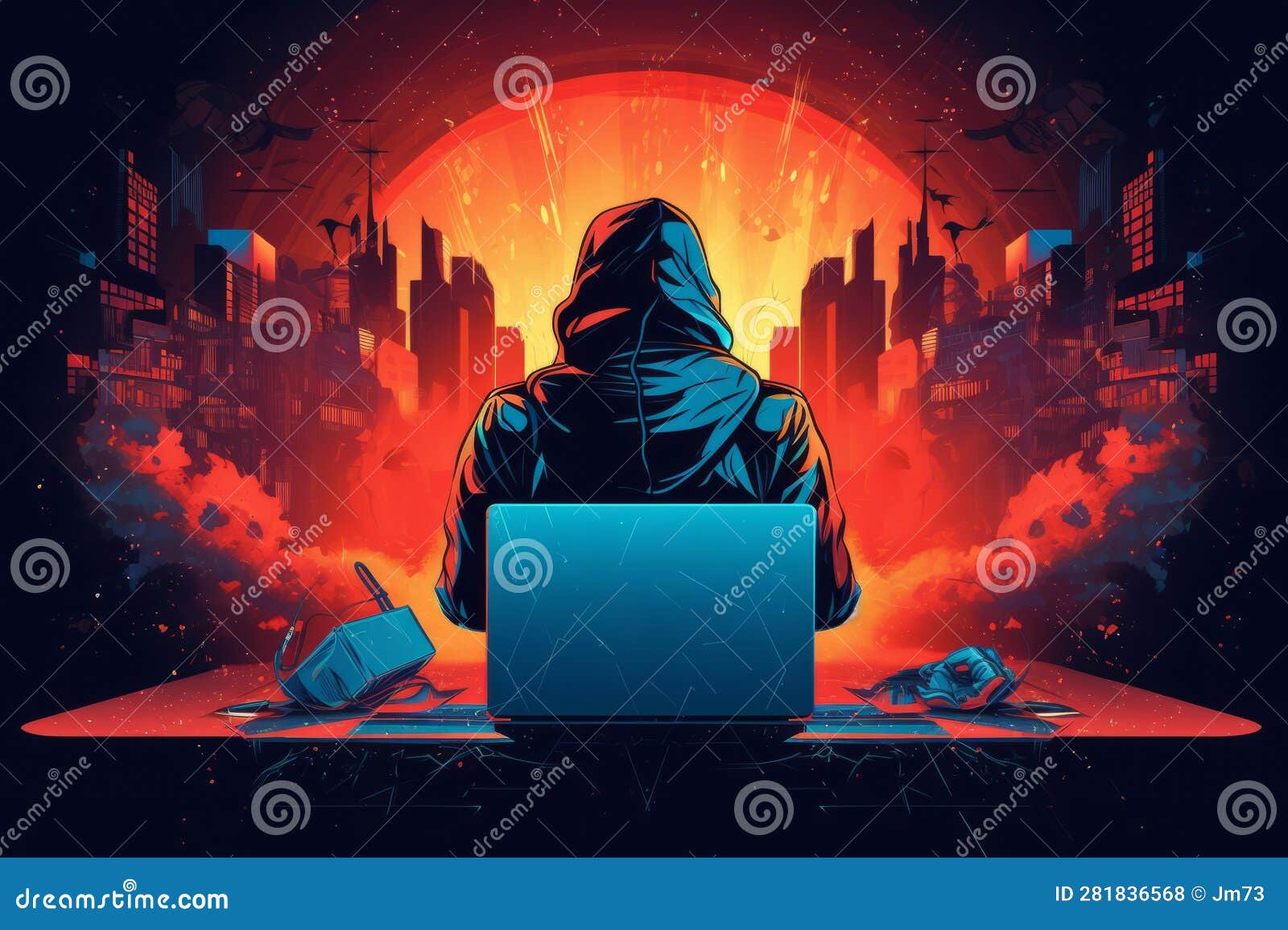 Abstract Illustration of Hacker in Hood - Computer Security Concept ...