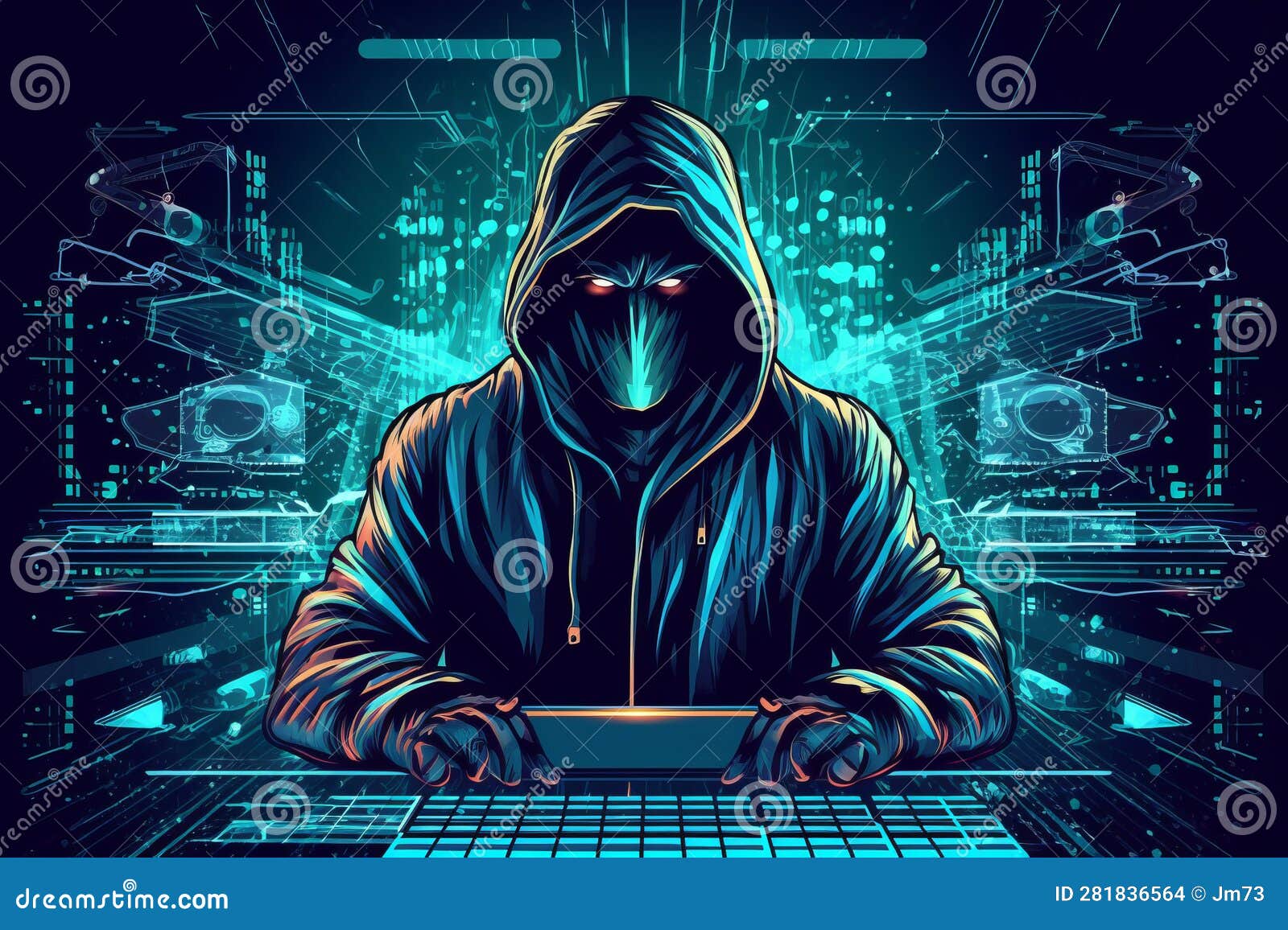 Abstract Illustration of Hacker in Hood - Computer Security Concept ...