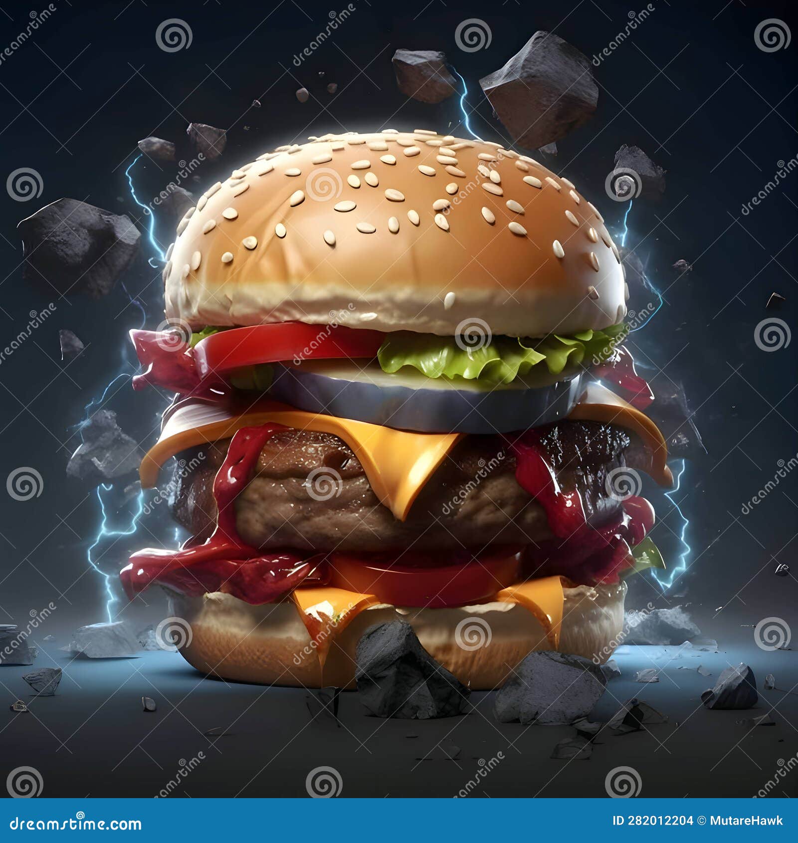 Abstract Illustration of a Hamburger on a Solid Background Stock ...
