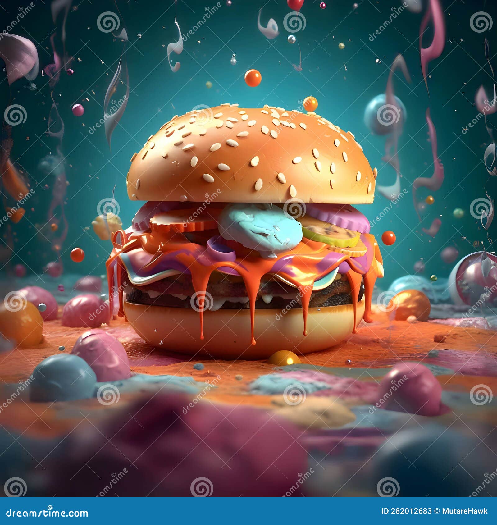 Abstract Illustration - Hamburger and Sweets Stock Illustration ...