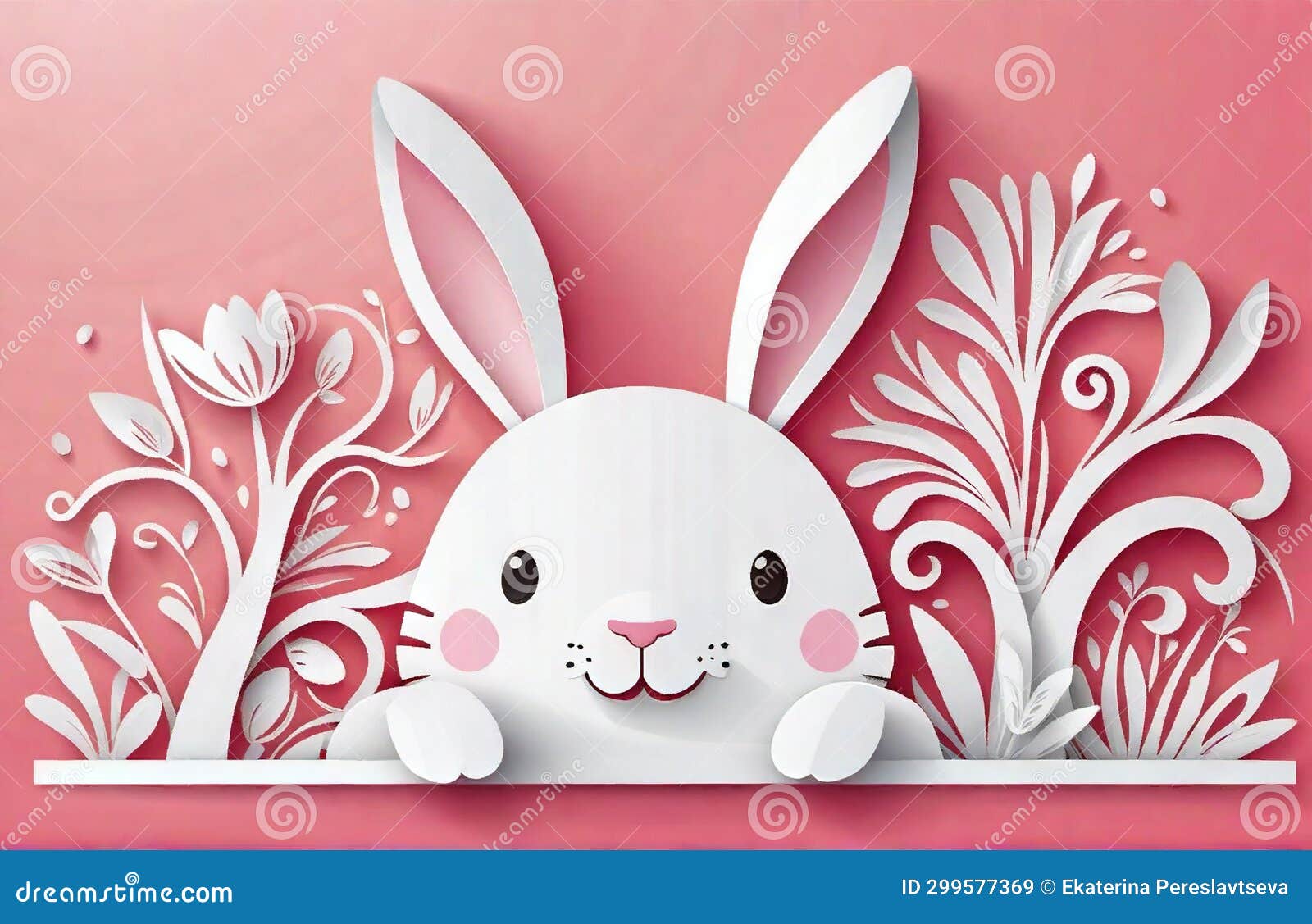 Abstract Illustration of Happy Easter Bunny and Eggs Cut from Paper on ...