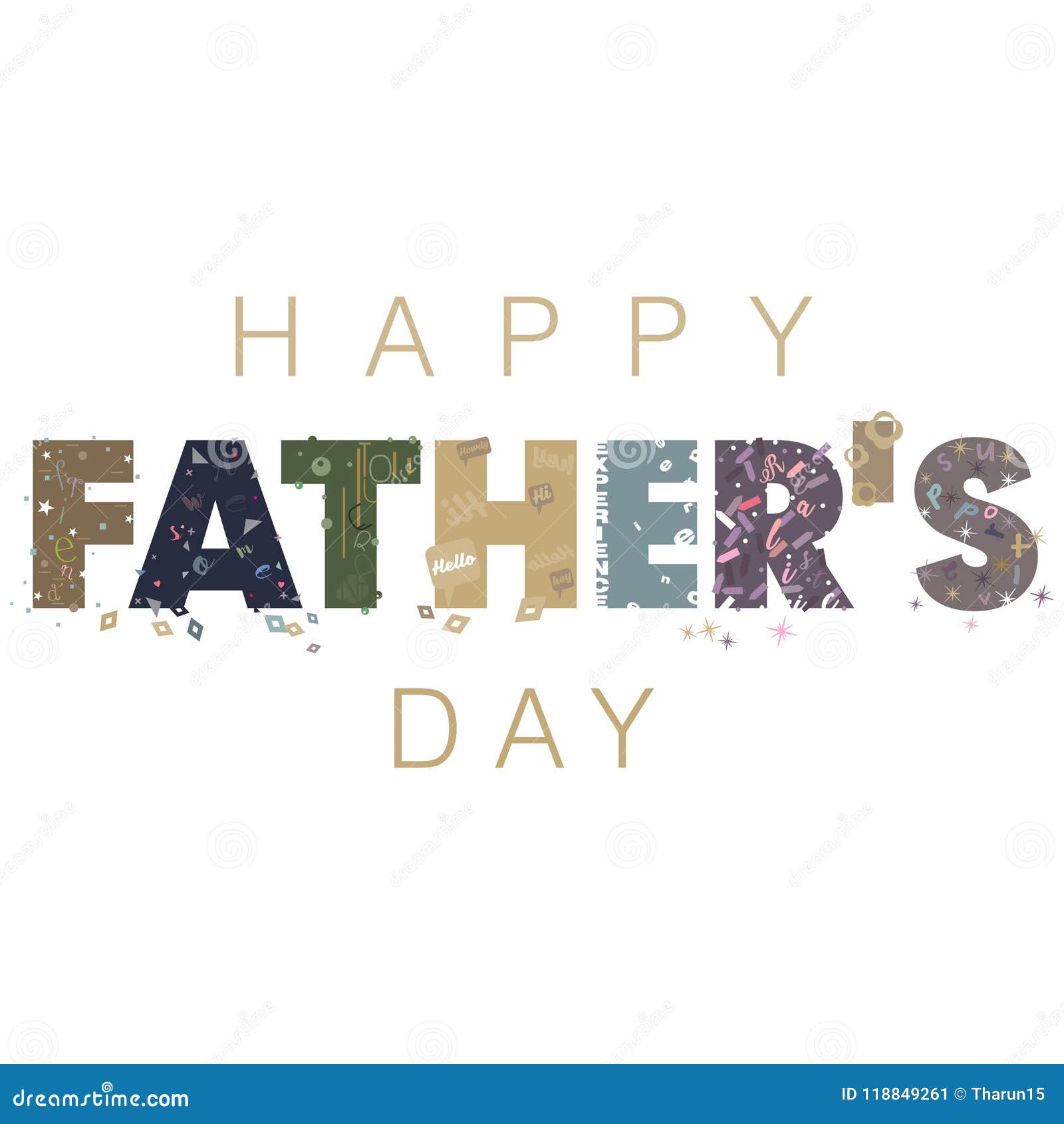 An Abstract Illustration on Happy Father`s Day Text with Typographic ...