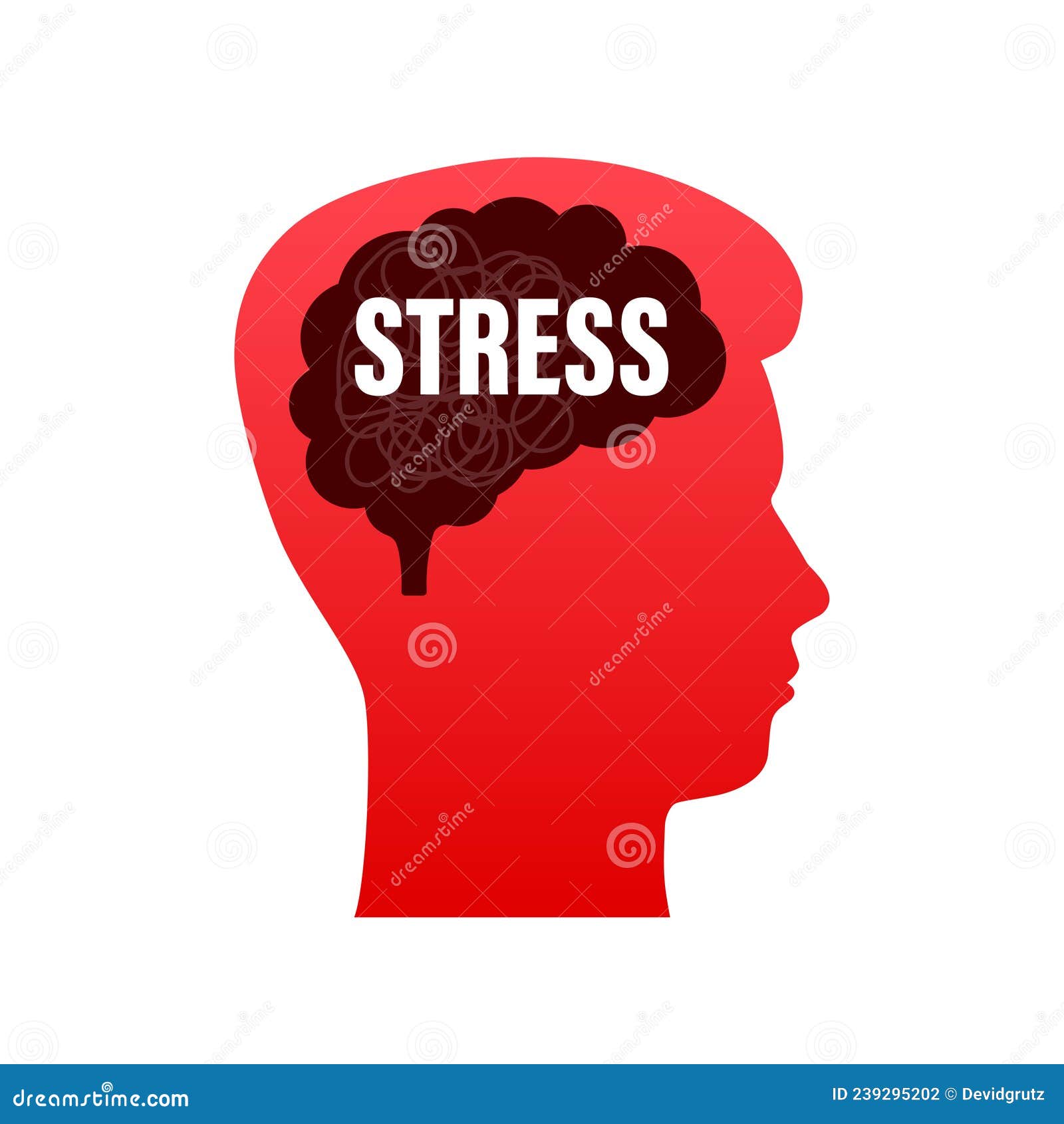 Abstract Illustration with Head Stress on White Backdrop. Cartoon ...