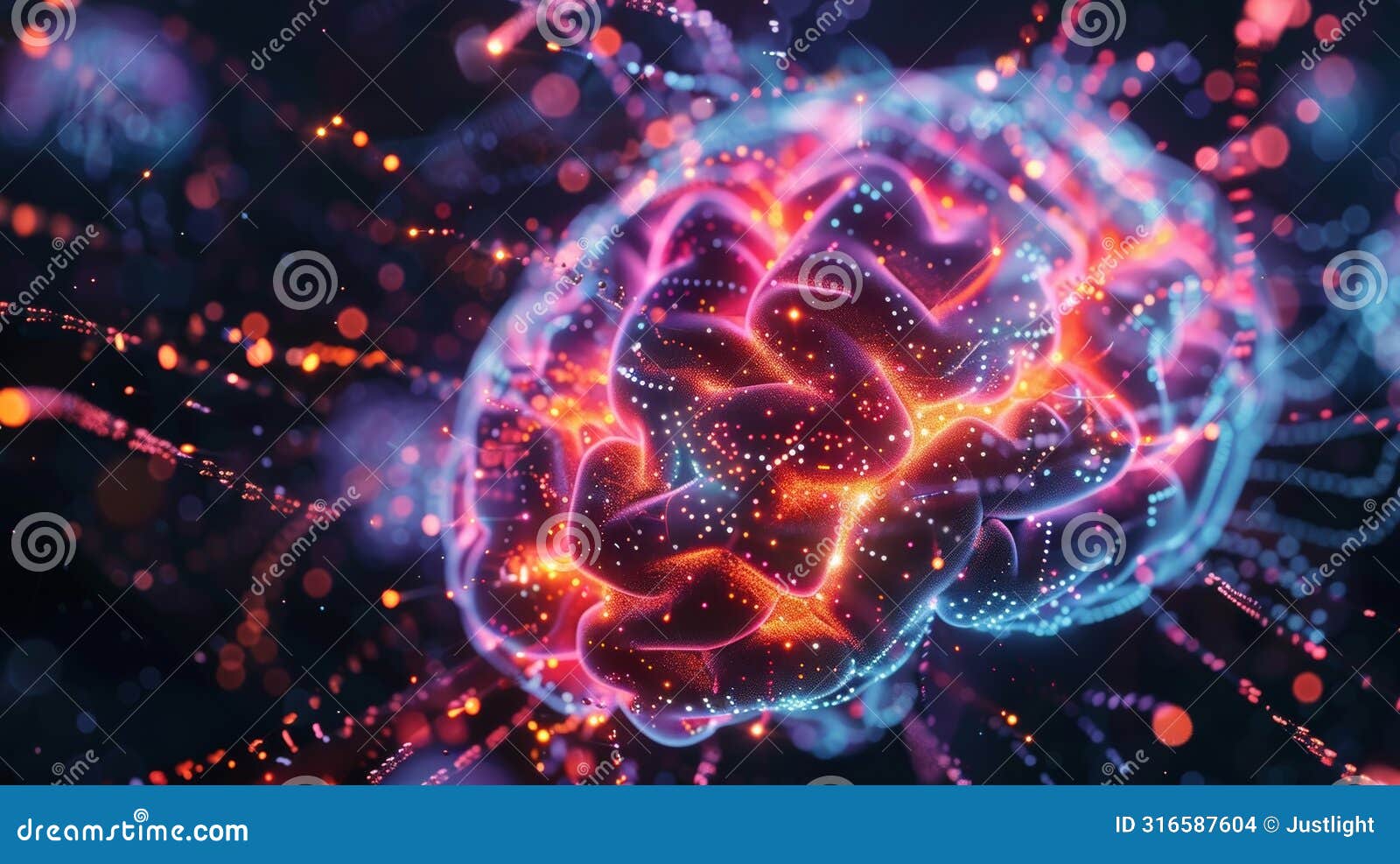 An Abstract Illustration of a Human Brain with Glowing Quantum ...